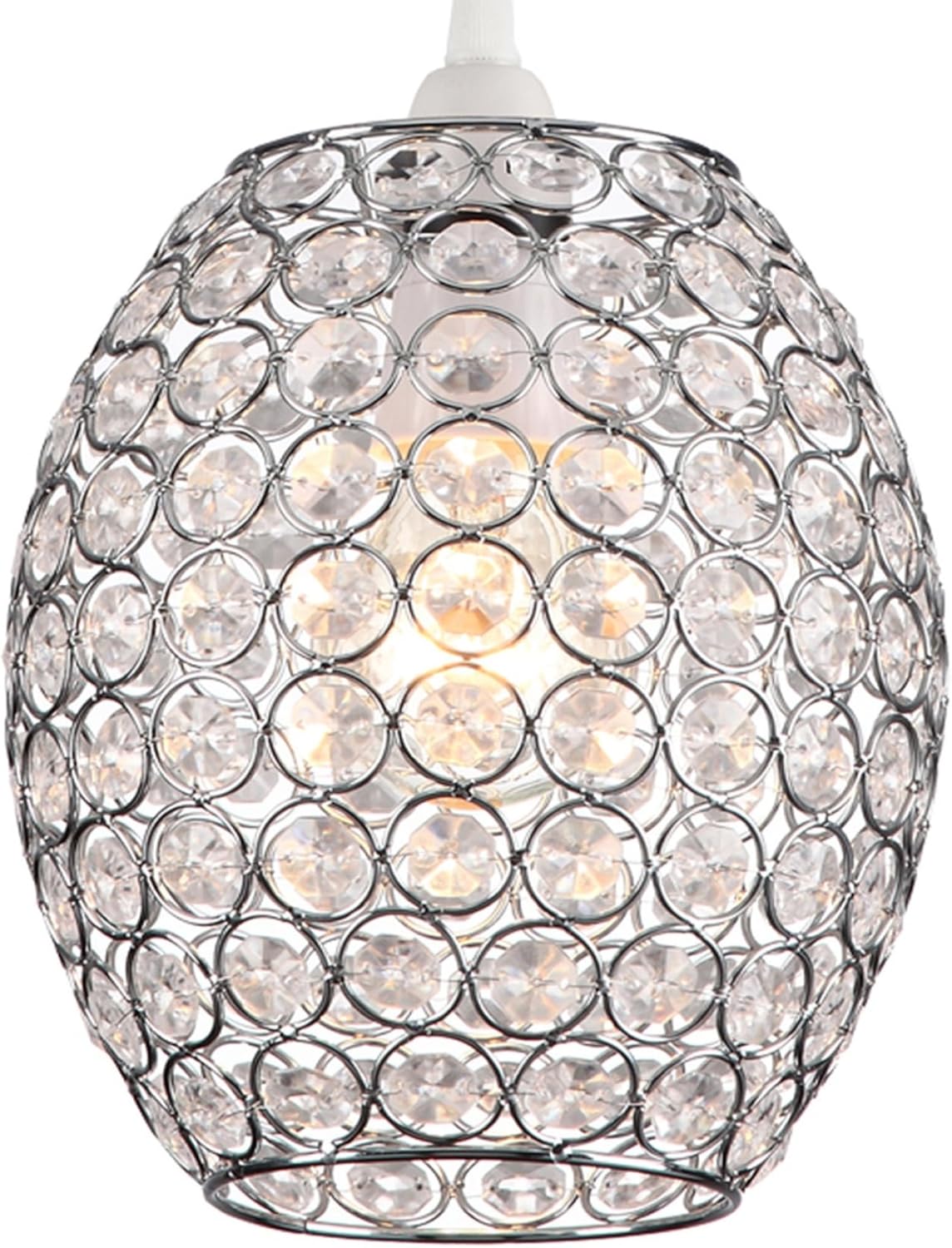 Loxton Lighting - Oval Crystal Pendant Light Shade Clear Jewels with ...