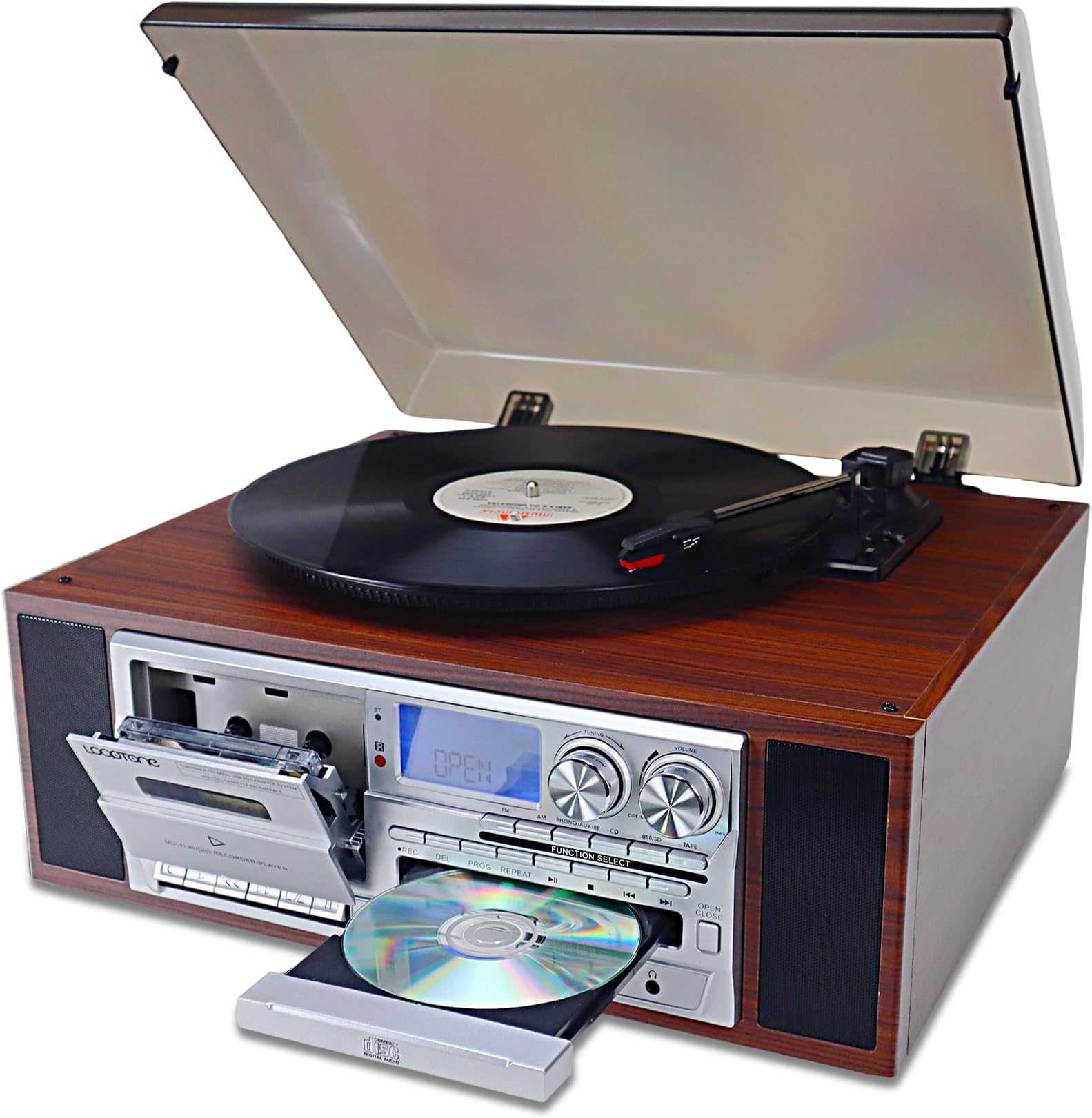 Amazon.com: MUSITREND Record Player 9 in 1 3 Speed Bluetooth Vintage ...