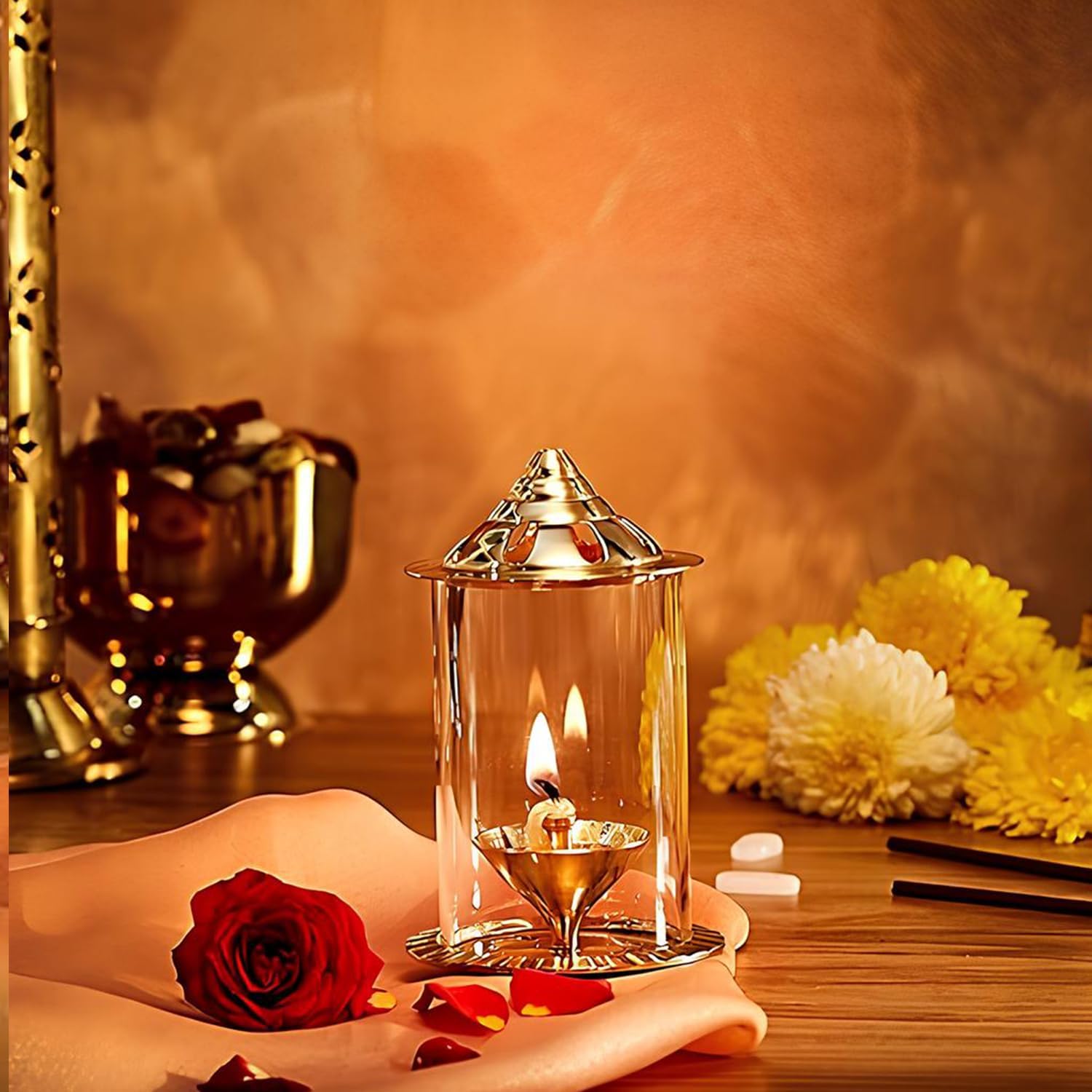 Buy Borosil Akhand Diya (Medium, Brass) (HDADBTRD100) Online at Low ...