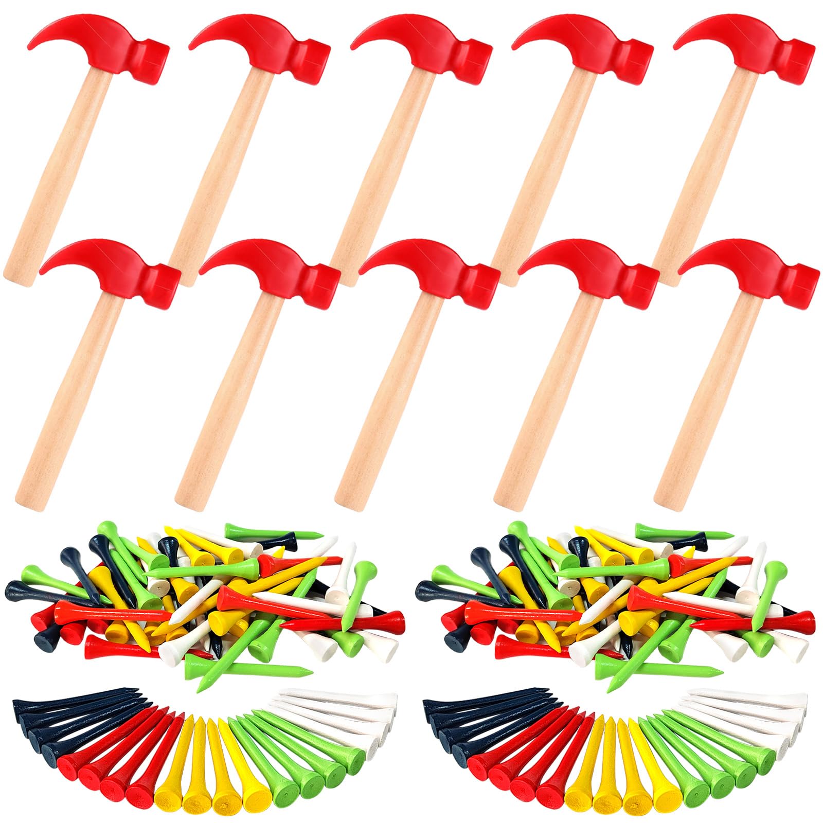 Amazon.com: AIHSUMC 10 Pcs Kids Wooden Hammer Toy with 100 Pcs Colorful ...