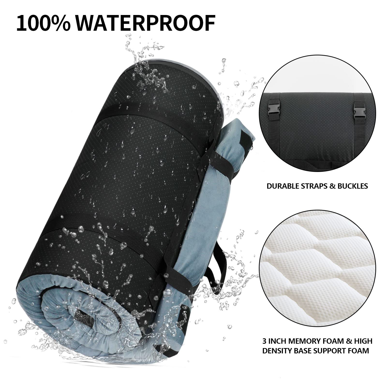 Snapklik.com : Memory Foam Camping Mattress Pad, Portable Sleeping Pad ...