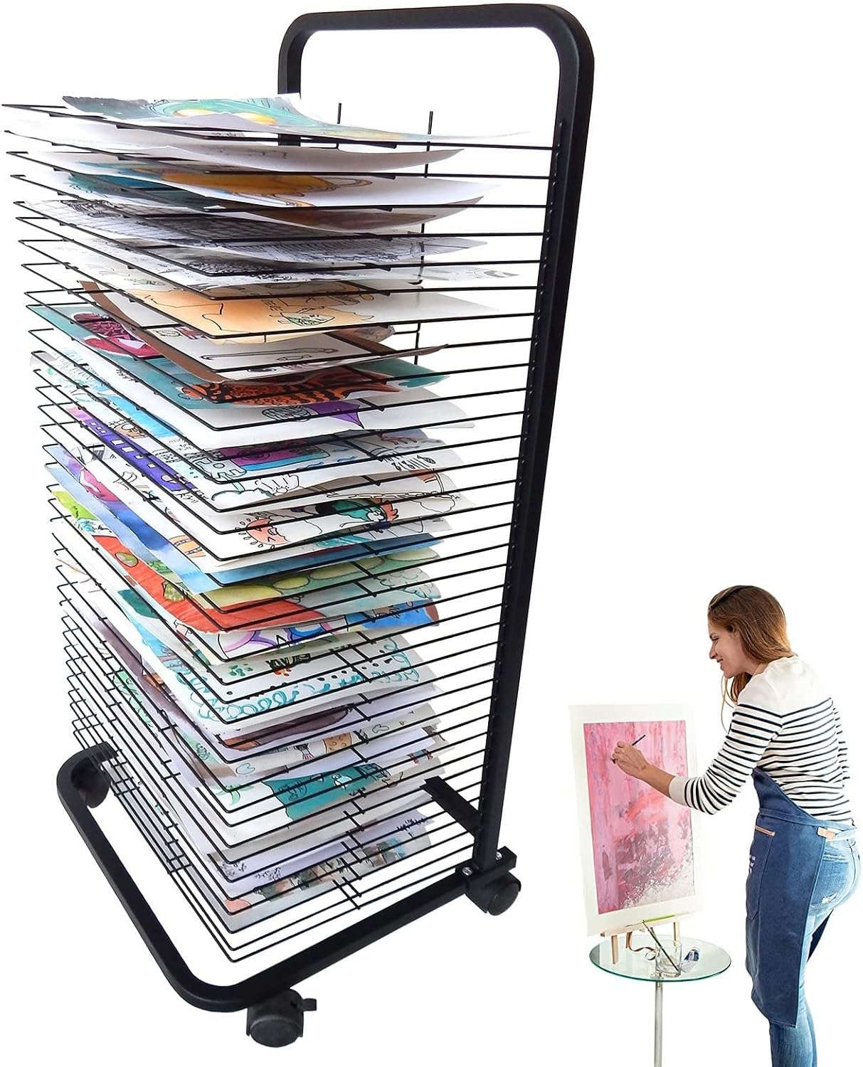 Amazon.com: Art Organizer for Kids, Mobile Metal Art Drying Rack ...