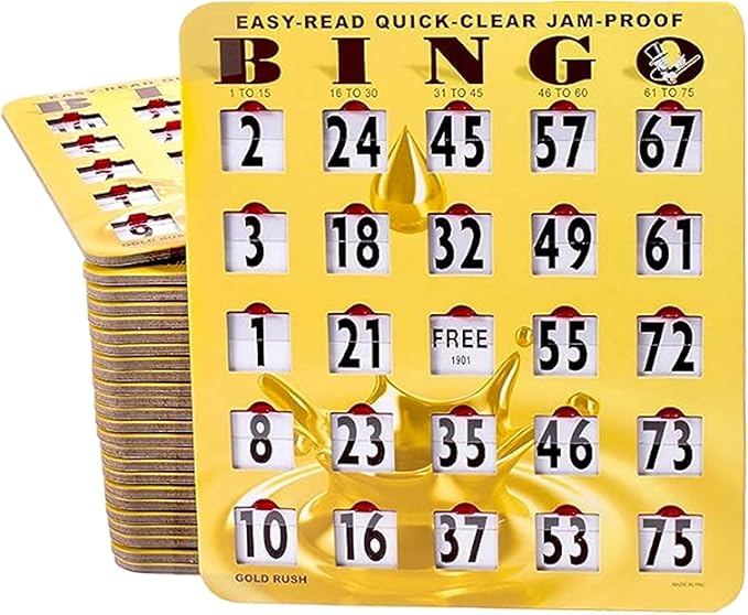 MR CHIPS Jumbo Bingo Cards with Sliding Windows - Jam Proof Gold Rush ...