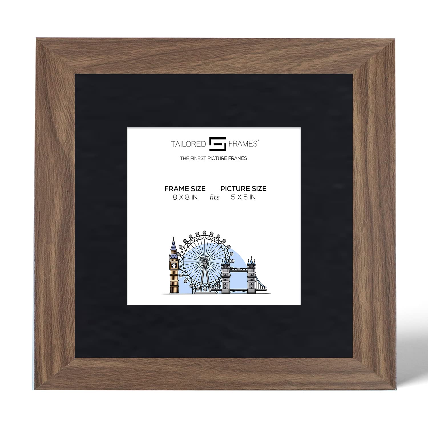 Tailored Frames Seattle Walnut 8″ x 8″ Frame for 5″ x 5″ Picture ...