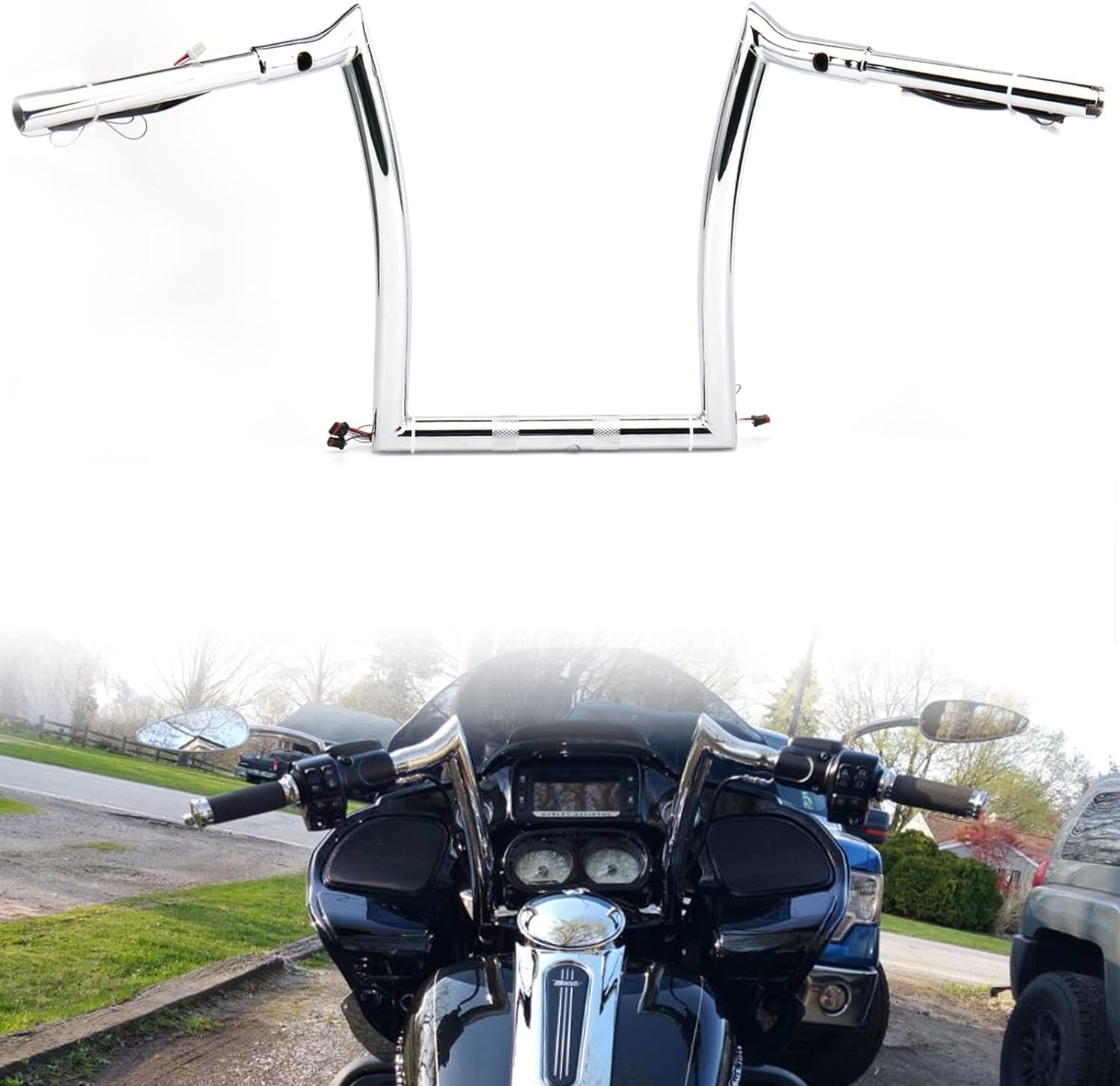 Amazon.com: TIGERSGATE Chrome Pre-wired 14" Rise Road Glide Meathook ...