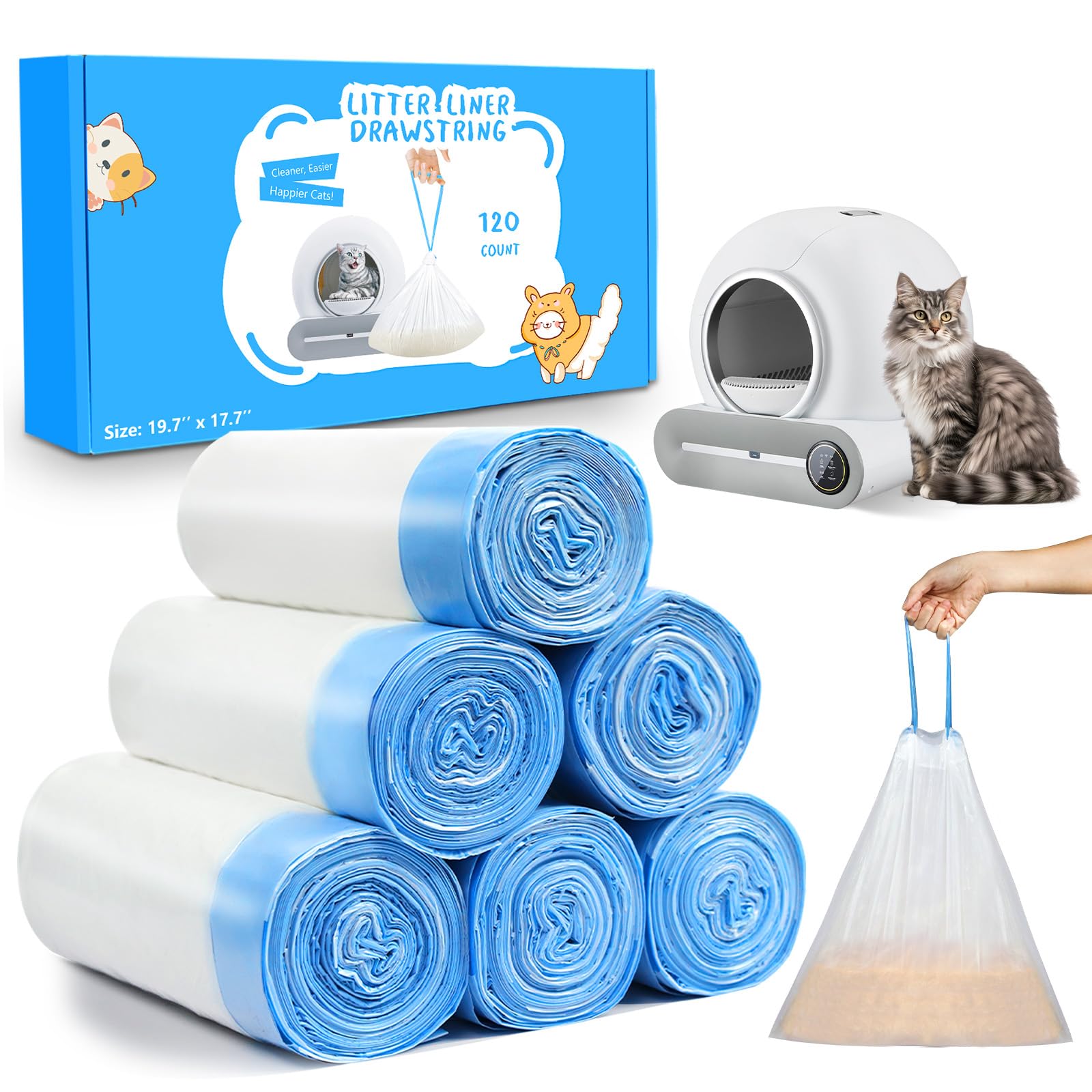 Amazon.com: JYNSROU 120 Count Cat Litter Box Liners Bags, Extra-Thick ...