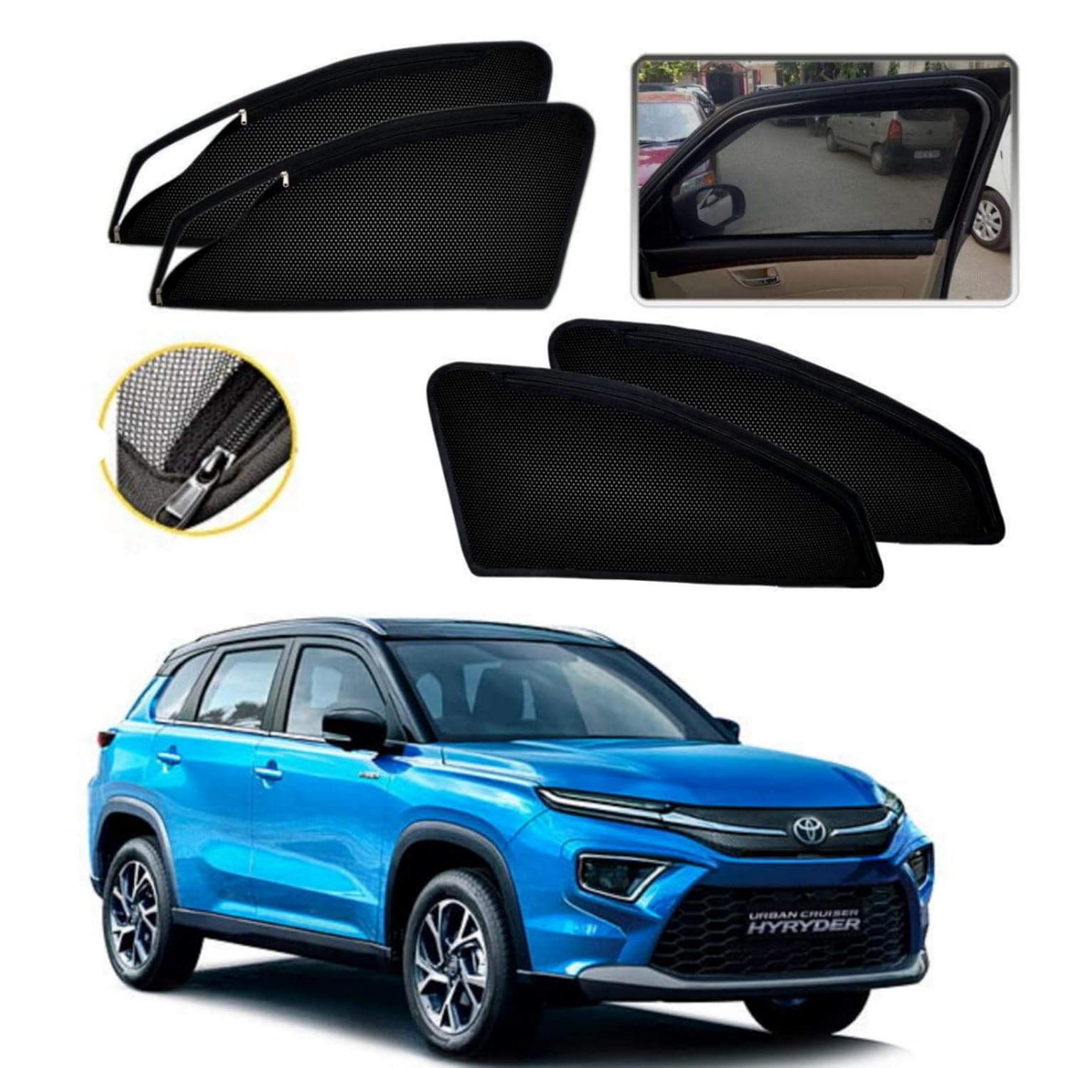 DS ENTERPRISE Car Window Magnetic/Zipper Sun Shade/Curtain for Toyota ...