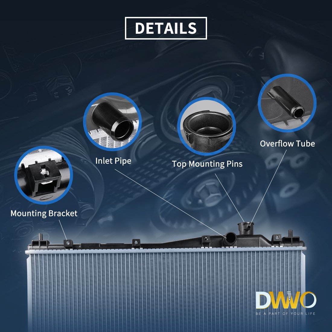 DWVO Complete Radiator Compatible with 2001 2002 2003 2004 2005 Honda ...