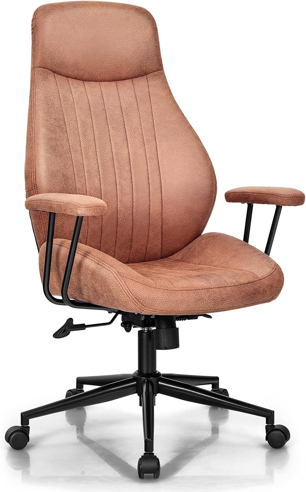COSTWAY Executive Office Chair, Suede Fabric Ergonomic Height ...