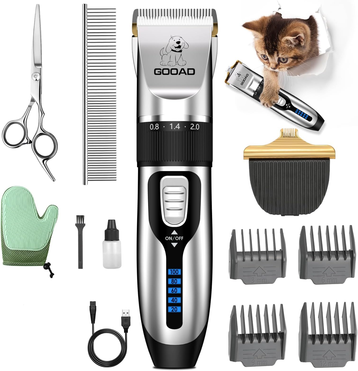 Amazon.com: Gooad Cat Clippers for Matted Hair, Cat Grooming Kit ...