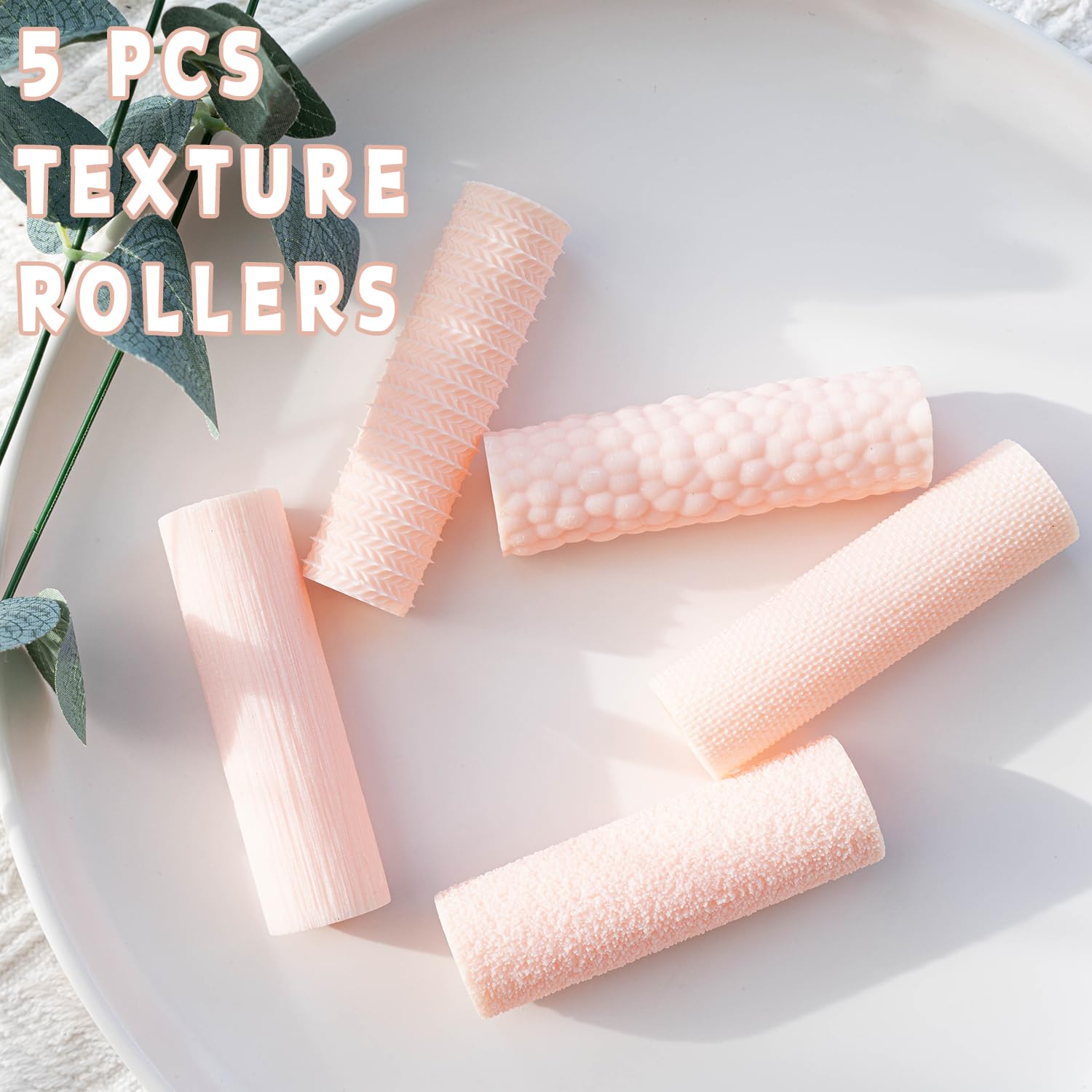 Oven Bake Clay 5-Piece Polymer Clay Texture Rollers - Embossing Stamps ...