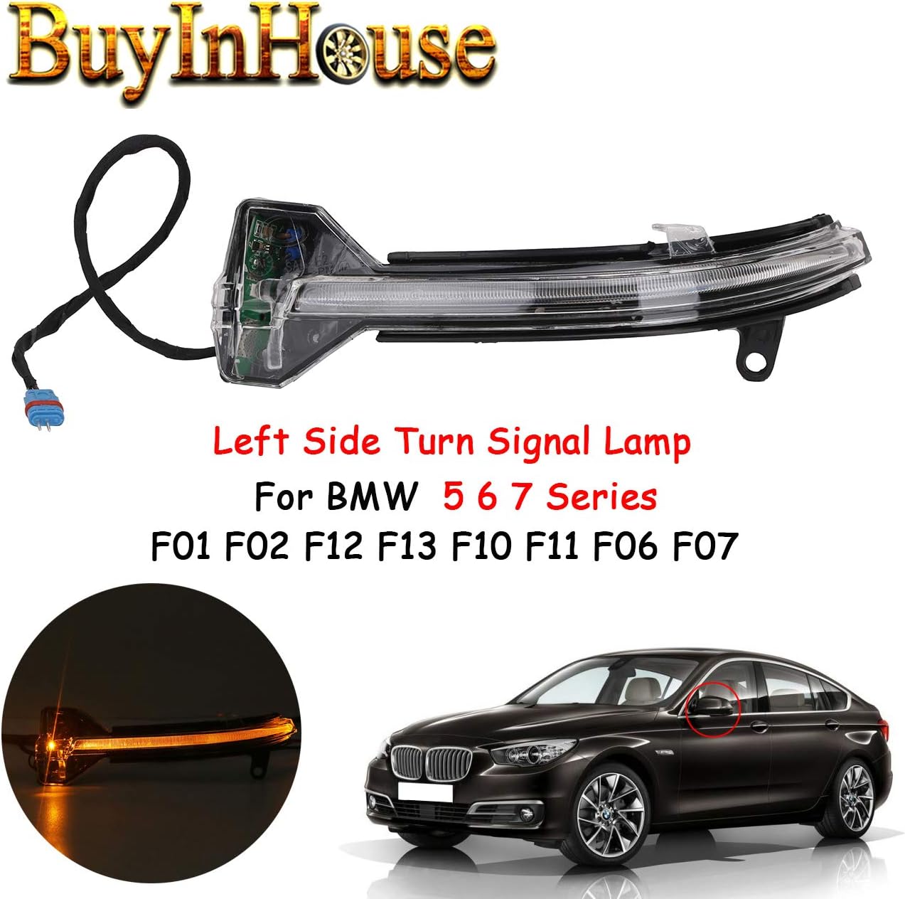 Amazon.com: Left Door Side Rear View Mirror Turn Signal Lamp For BMW ...