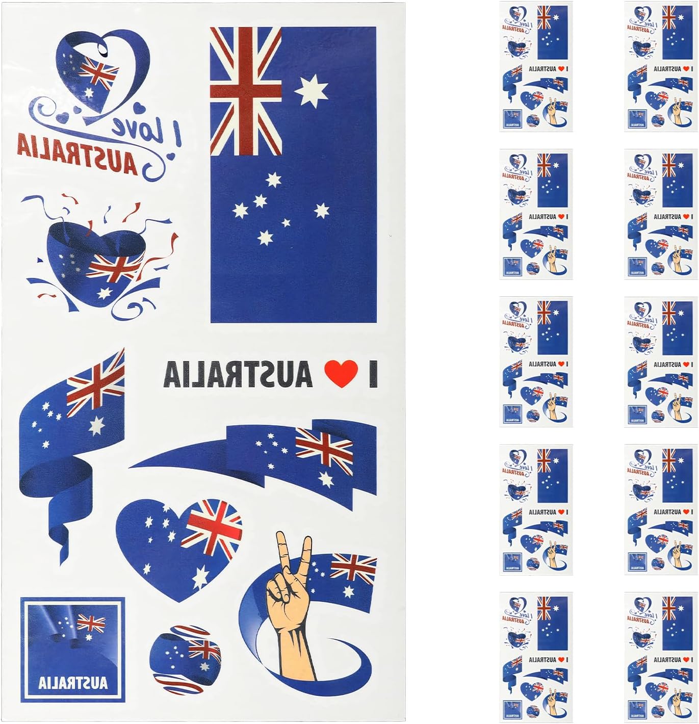 10 sheets Australia national Flag Temporary, Ideal for Australia Day ...