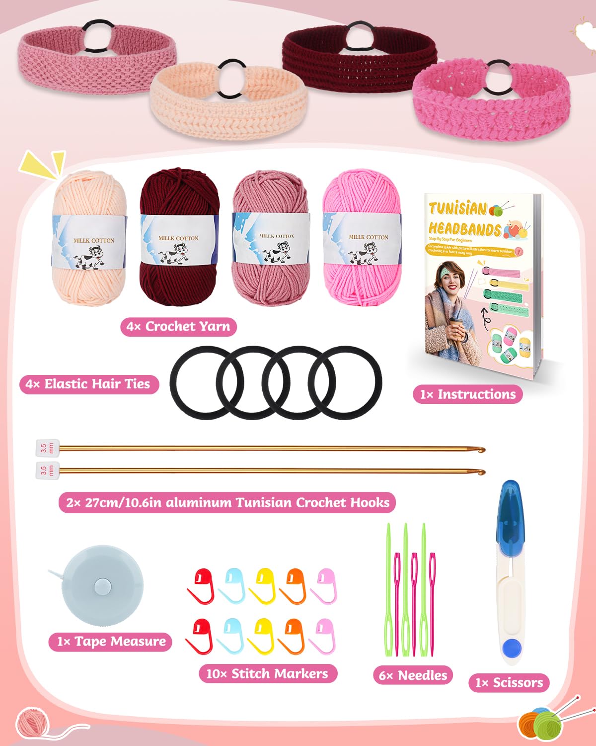 Snapklik.com : Coopay Tunisian Crochet Kit For Hair Bands, Easy Crochet ...