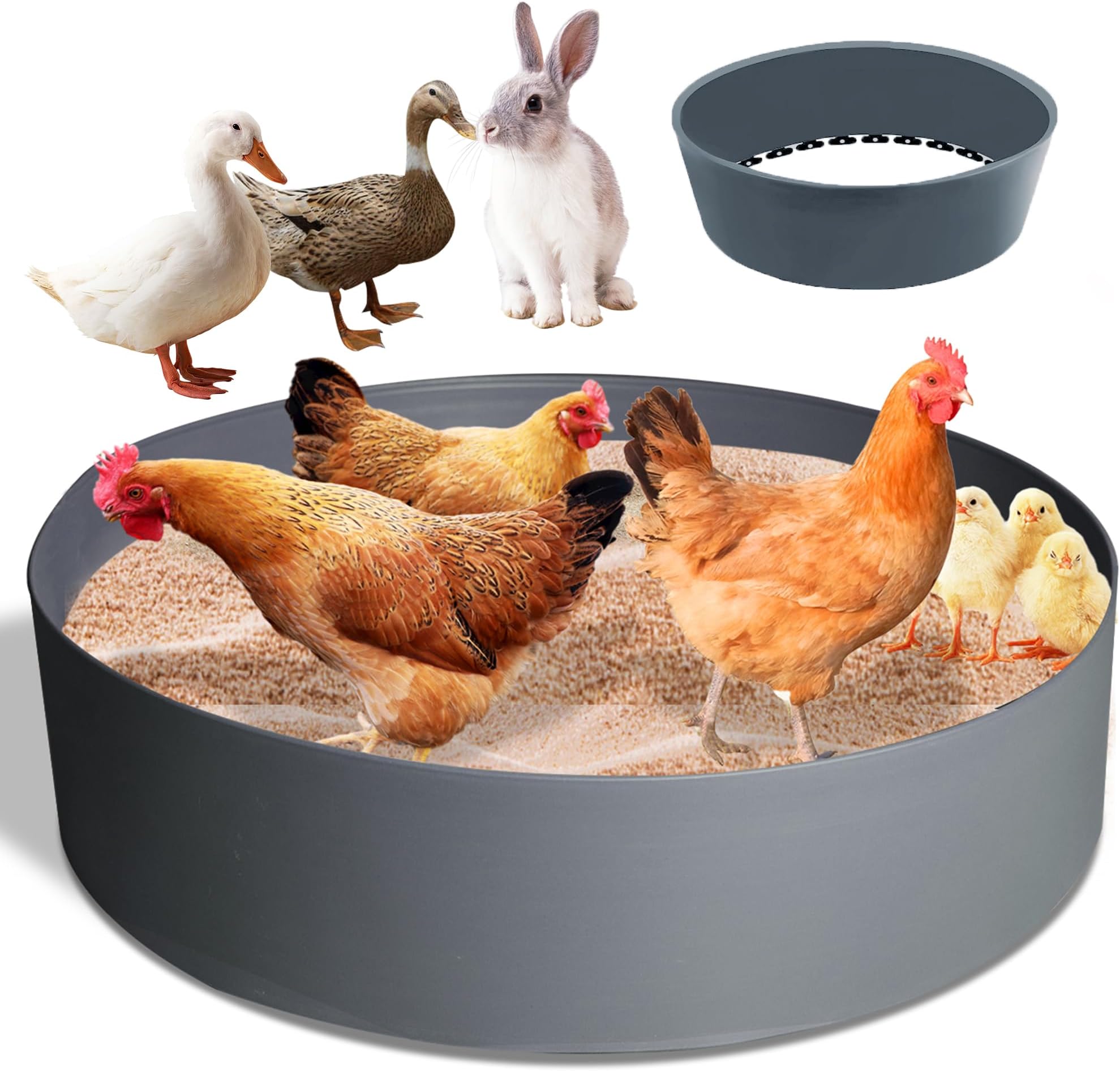 Amazon.com : Solution4Patio Large Round Heavy Duty Chicken Dust Bath ...
