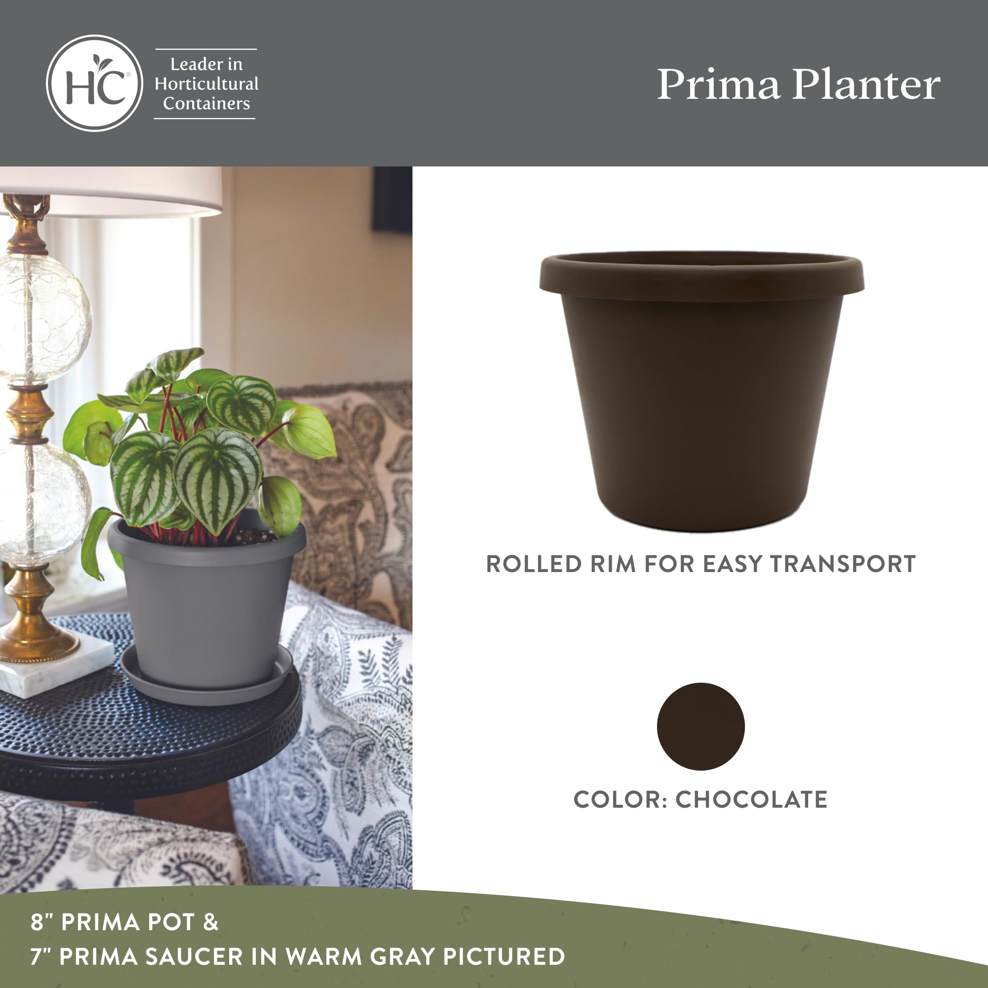 Snapklik.com : The HC Companies Prima Round Plastic Plant Pot w/Rolled ...