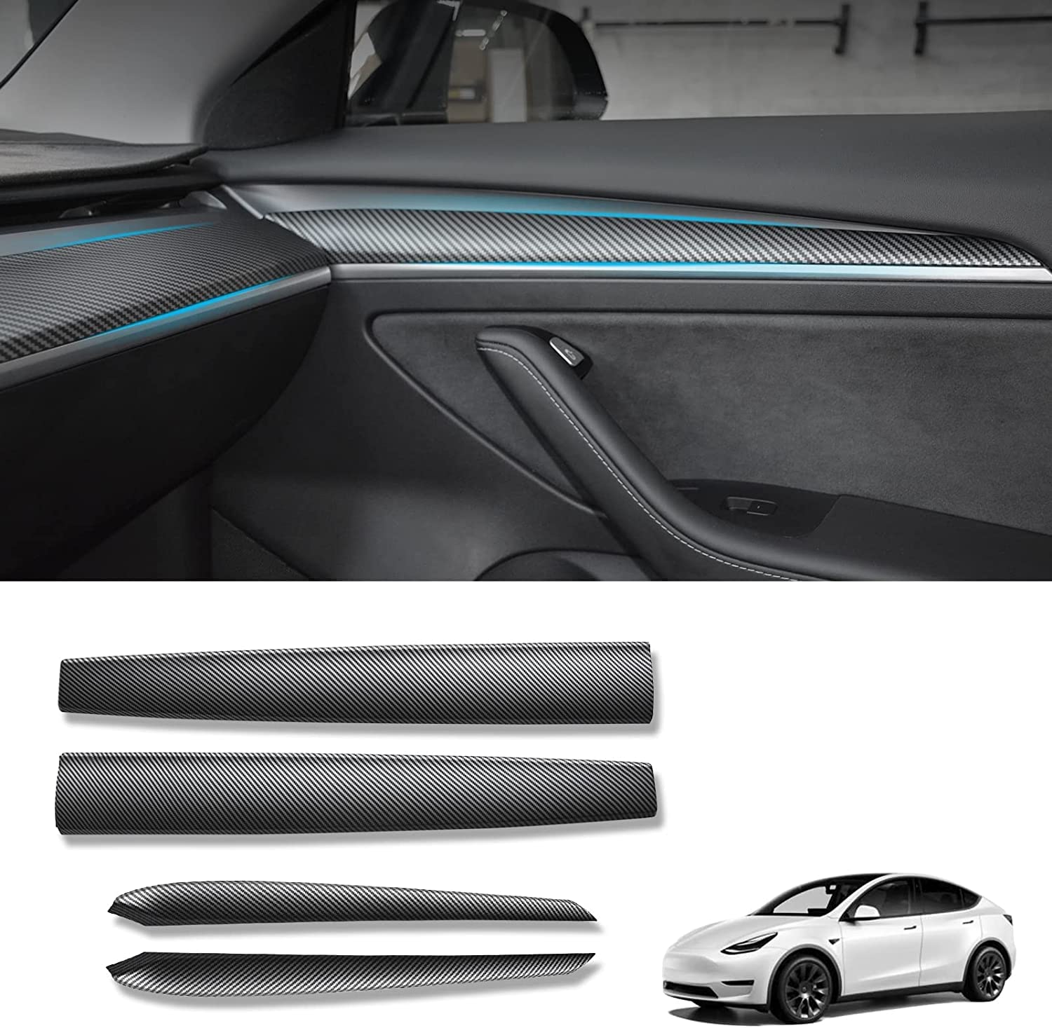 Tesla Model 3 Model Y Dashboard Cover Wrap and Front Door Inner Armrest ...