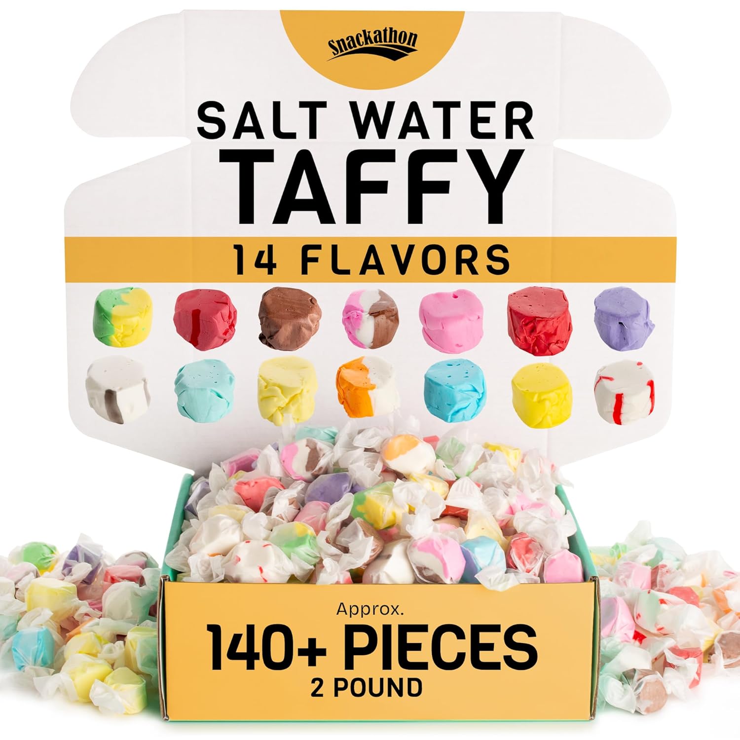 Amazon.com : Snackathon Salt Water Taffy Assorted Mix – 14 Flavor ...