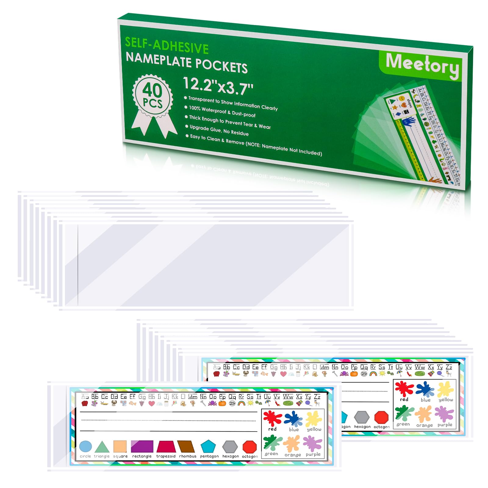 Snapklik.com : 40 PCS Nameplate Pocket, 18.5" X 4.9" Self Adhesive Desk ...