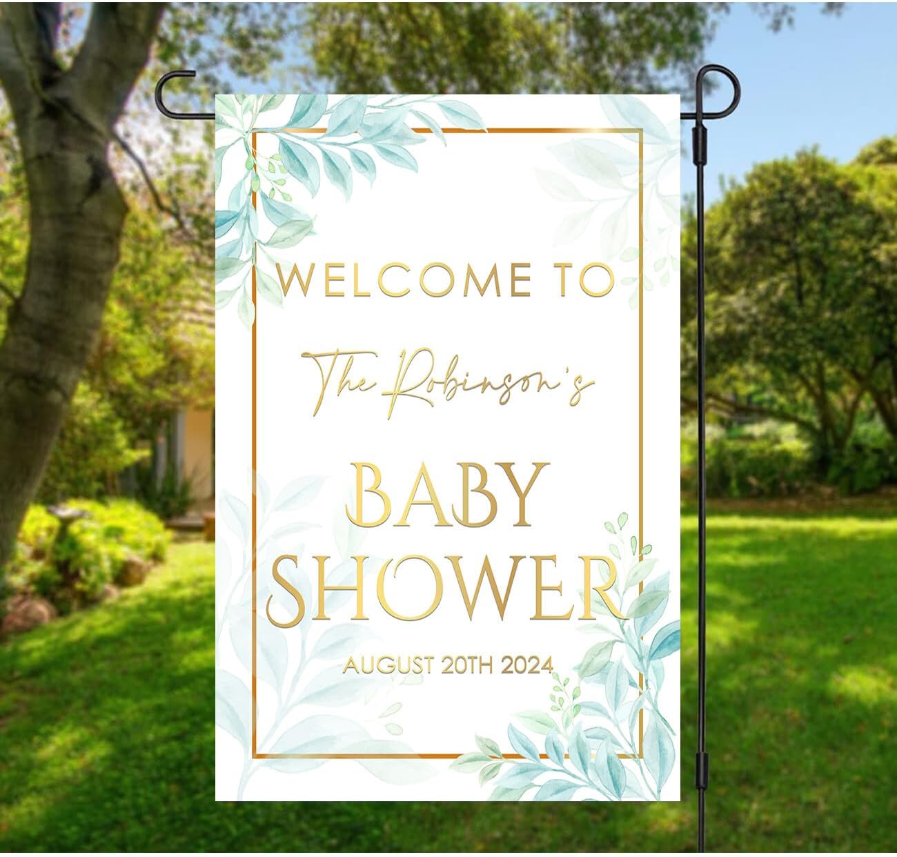 Amazon.com : Personalized Baby Shower Welcome Flag, Baby Shower ...