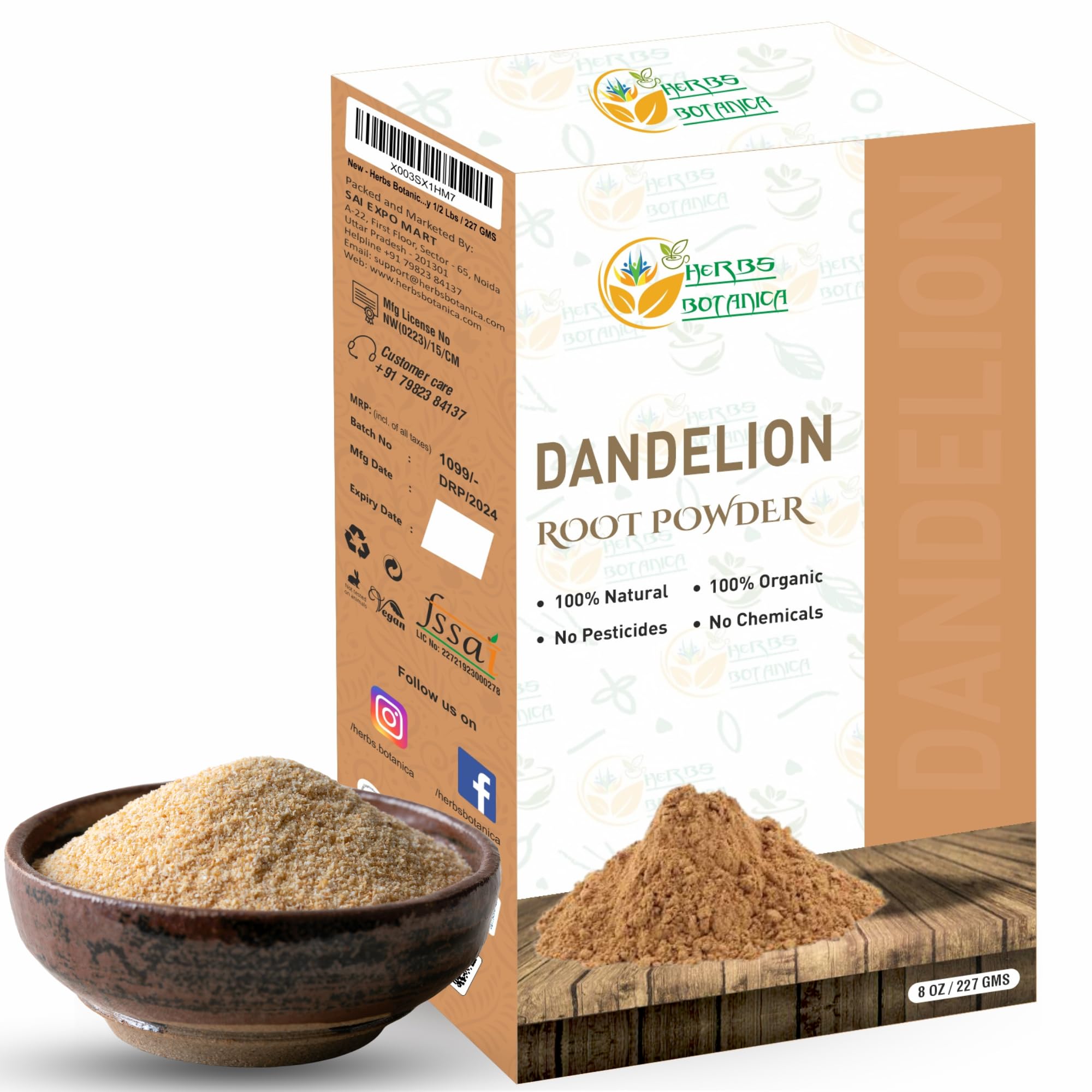 Amazon.com: Herbs Botanica Organic Dandelion Root Powder Detoxify and ...