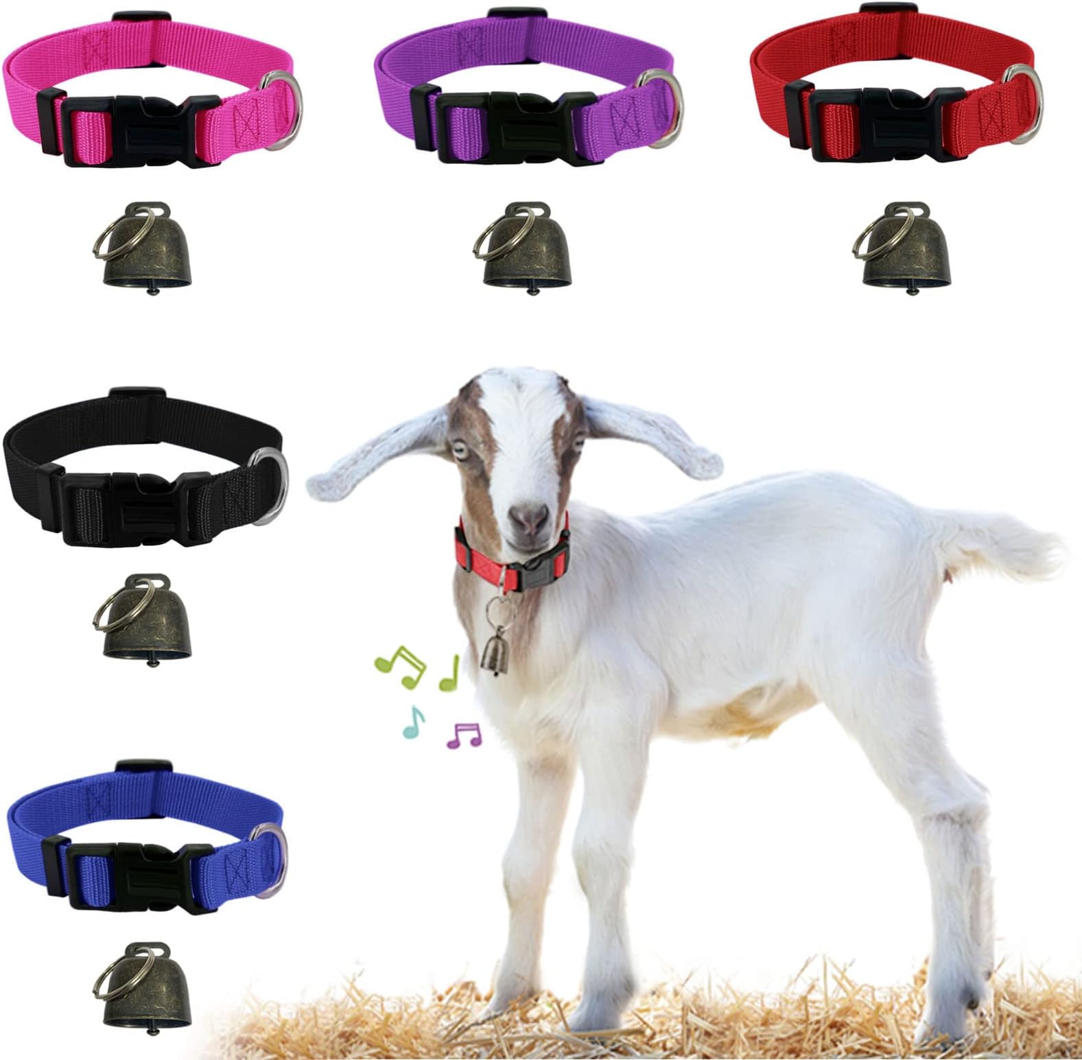 Amazon.com : 5 Pack Goat Collar with Bell, Sheep Collar with Bell ...