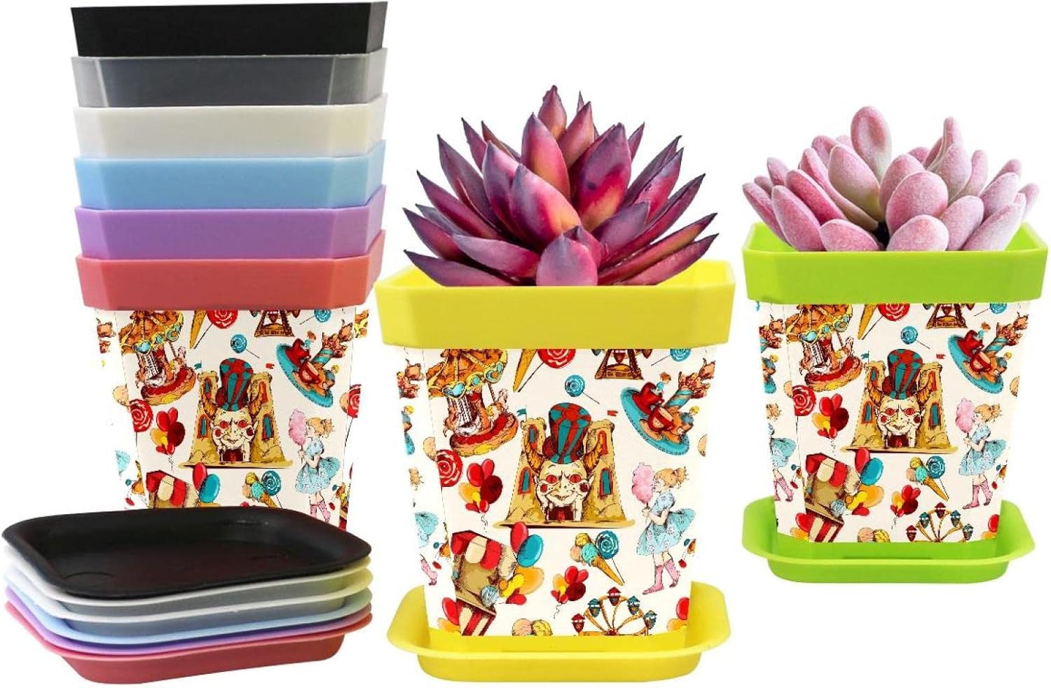 Amazon.com: 8 PCS Pots for Plants Circus Retro Plastic Planters with ...