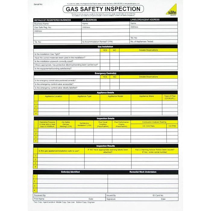 Buy GAS SAFE ENGINEERS GAS SAFETY CHECK INSPECTION CERTIFICATE REPORT ...