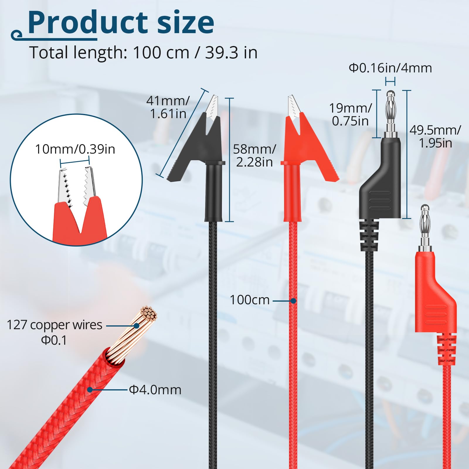 Snapklik.com : ALLmeter 1M 15A Stackable Banana Plug To Alligator Clip ...