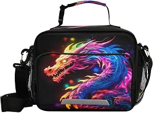 Amazon.com: Kids Color Flame Dragon Lunch Box Reusable Insulated School ...
