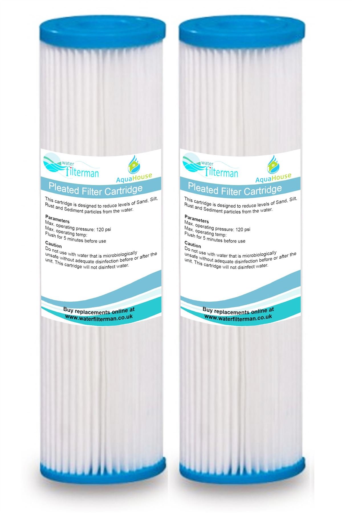 2X AquaHouse 10" Pleated Washable Water Filter Cartridge for Sediment ...
