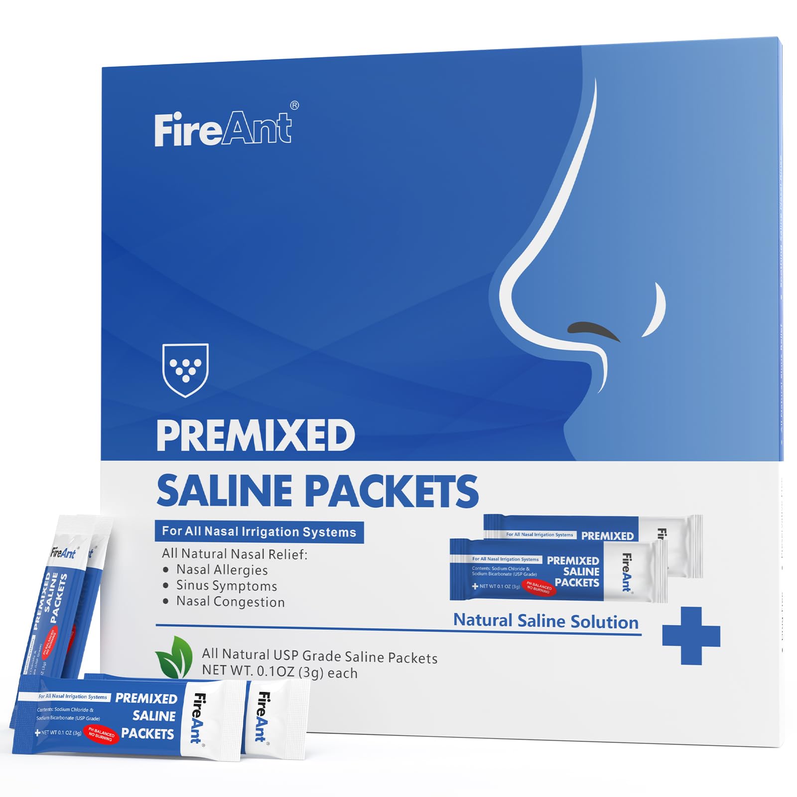 Amazon.com: FireAnt Saline Packets Sinus Rinse, 70 Premixed Neti Pot ...