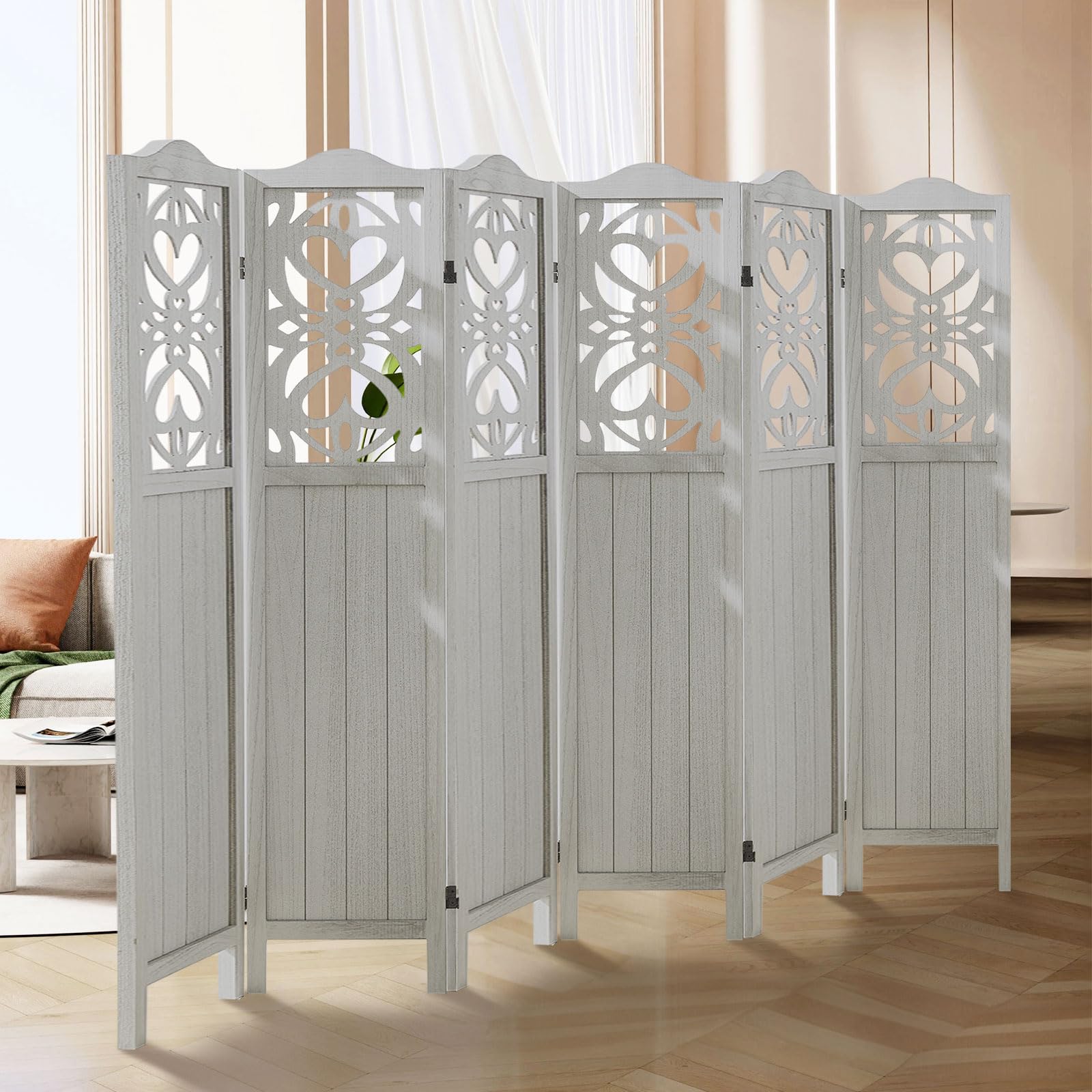 Amazon.com: ALeesing 6 Panel Room Divider Fully Assembled, Carved Room ...