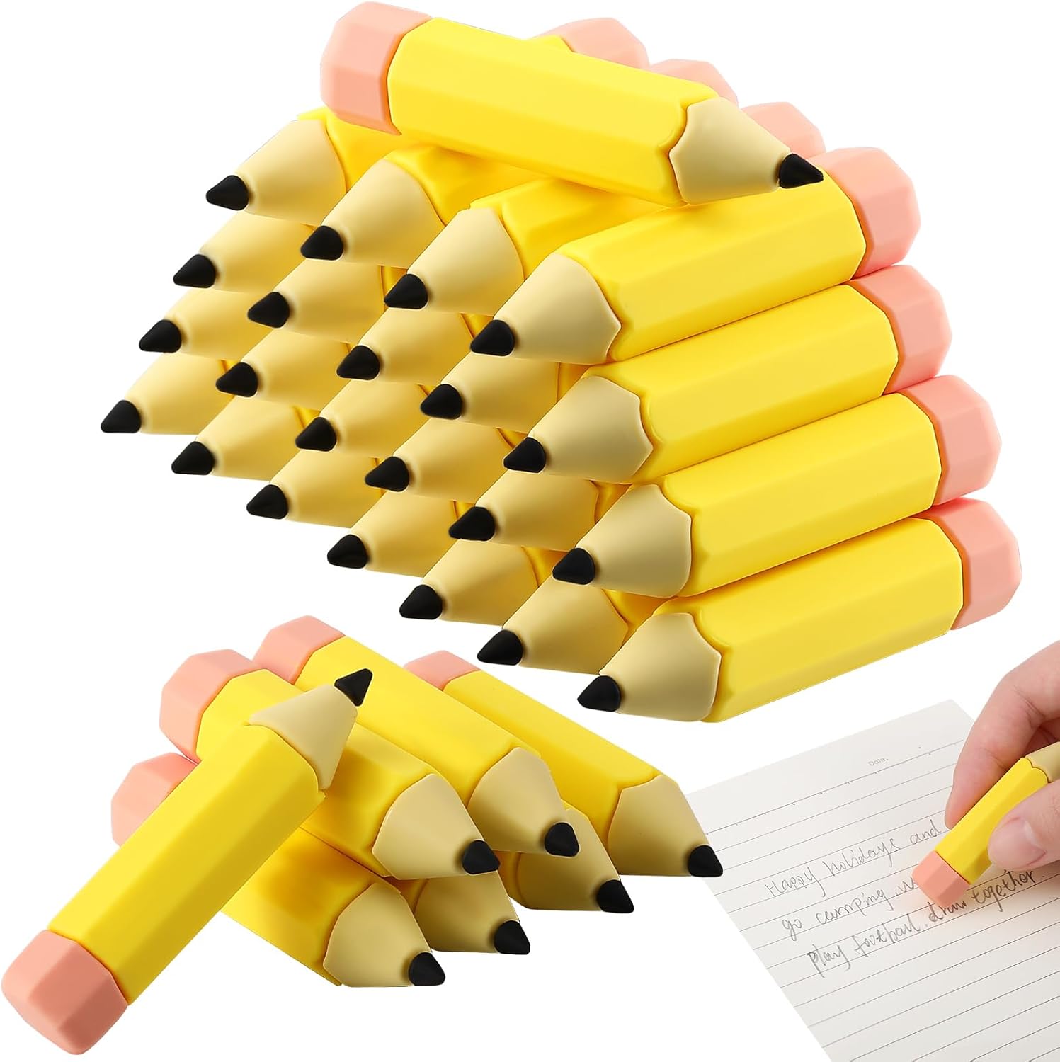 Amazon.com : Affrolling 36 Pcs Large Pencil Shaped Erasers Bulk Fun ...