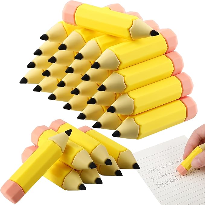 Amazon.com : Affrolling 36 Pcs Large Pencil Shaped Erasers Bulk Fun ...