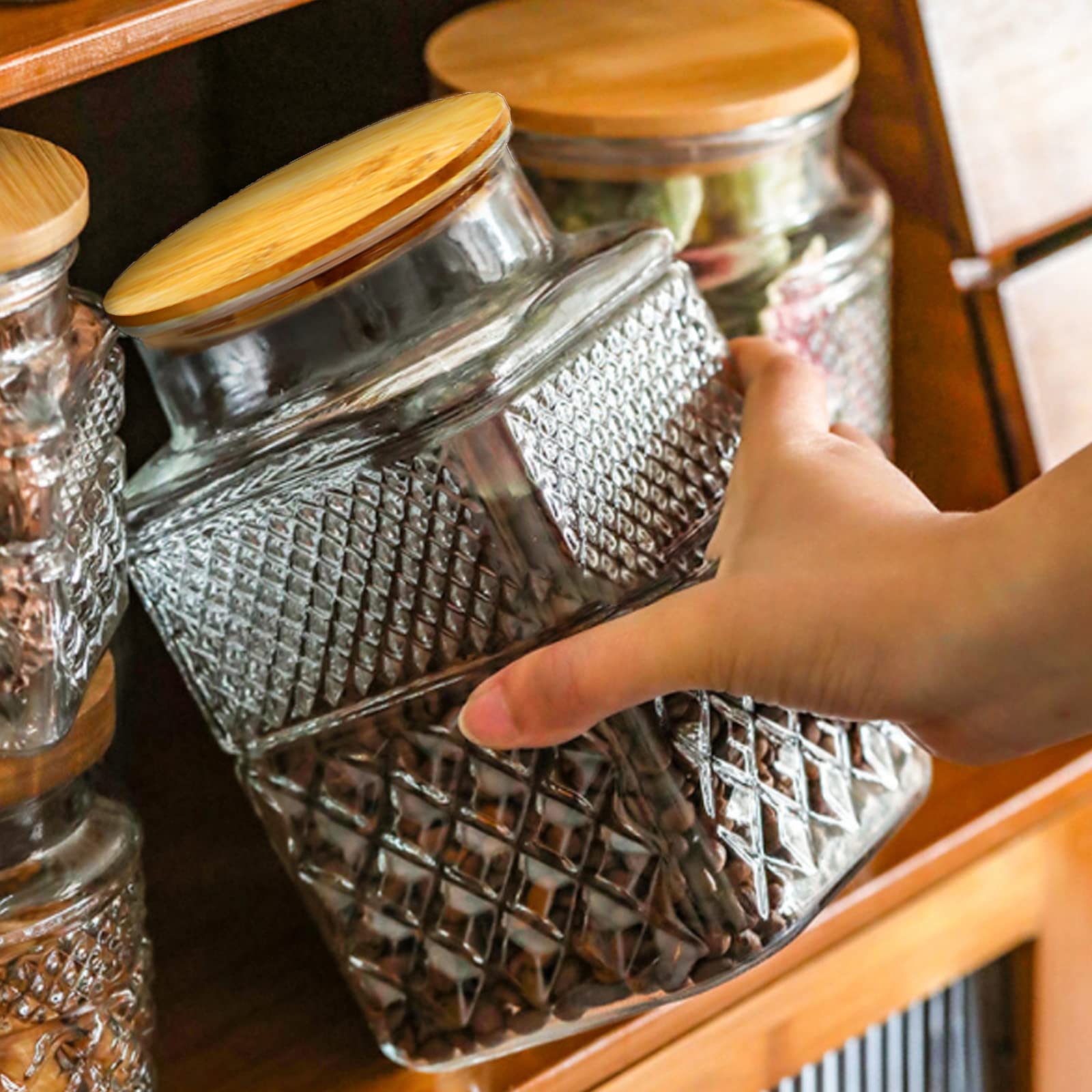 Snapklik.com : Large Glass Storage Jar, 60 FL OZ Glass Food Storage ...