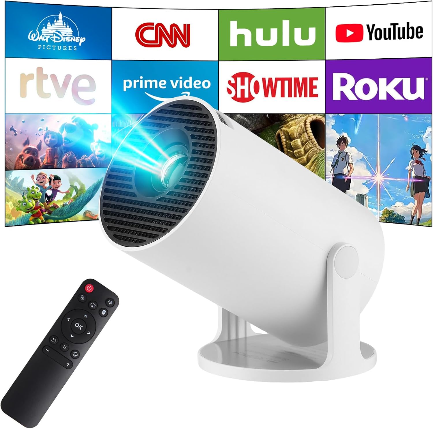 Mini Projector,HY300 Pro+ Smart Projector, 4K Portable Projector with ...