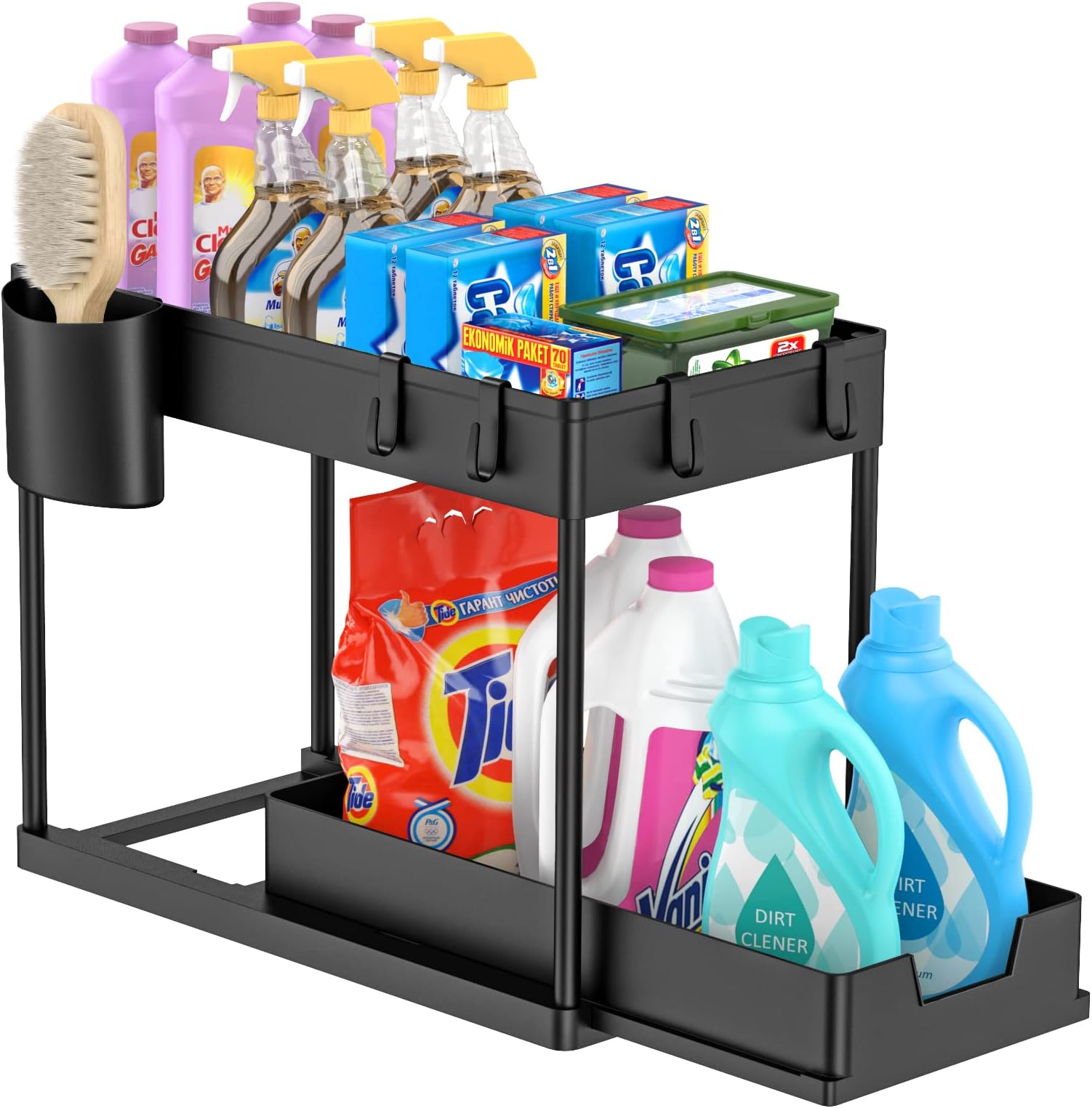 MOKANI 2-Tier Sliding Under Sink Storage and Organiser, Multi-Purpose ...