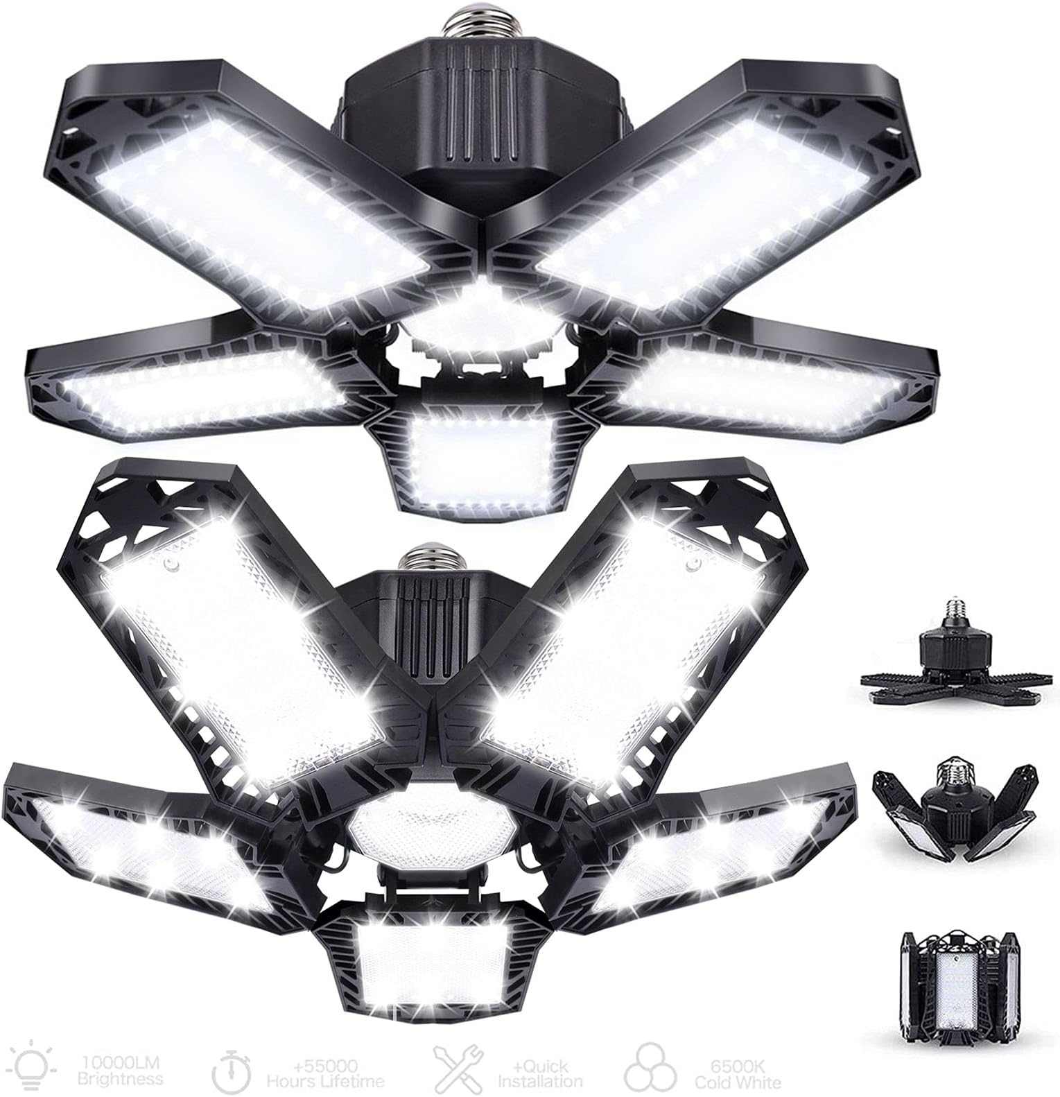 Garage Light, 80W Garage Lights Ceiling LED, 8000 Lumen Deformable Led ...