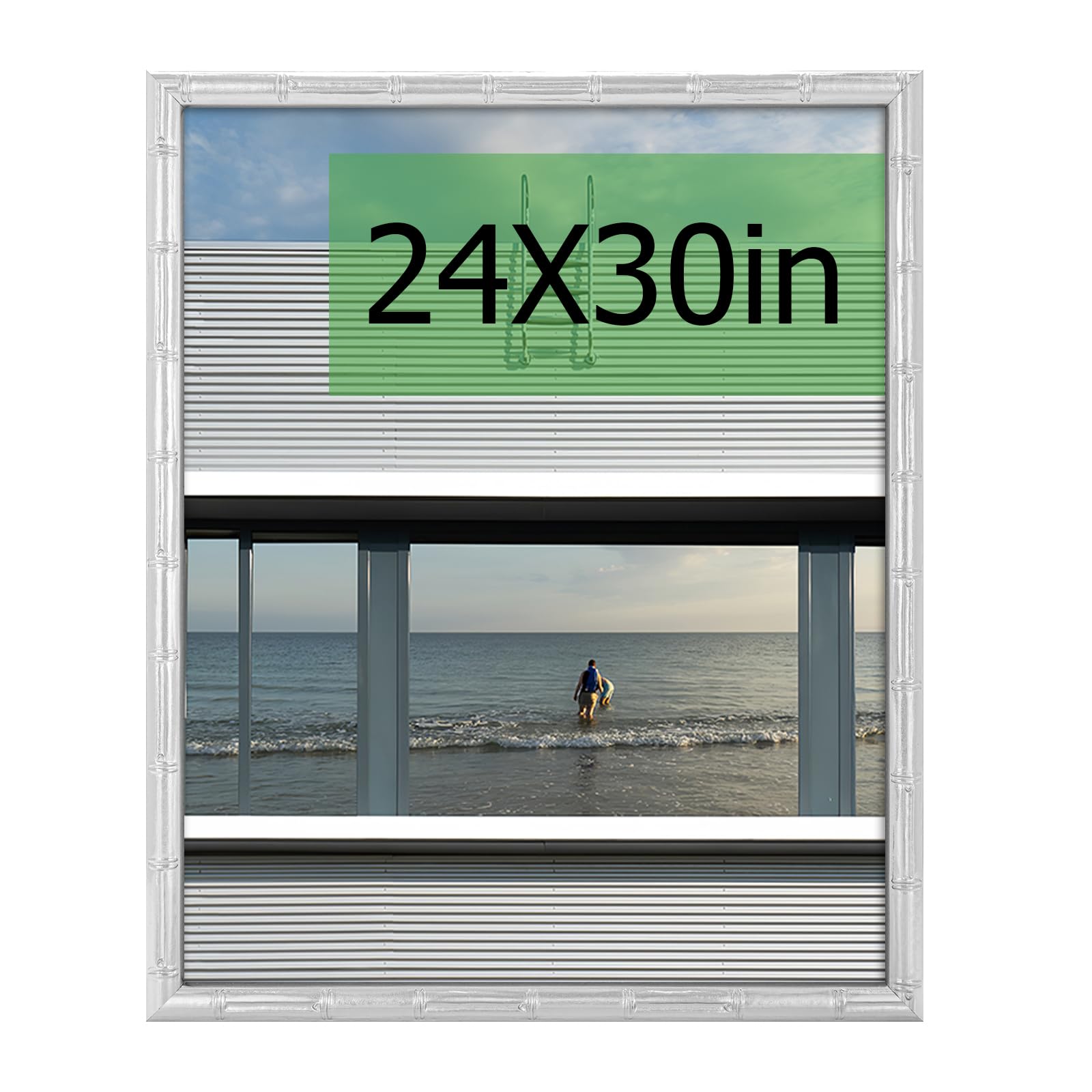 Snapklik.com : 24x30 Picture Frame, Silver Poster Frame, Bamboo Design ...