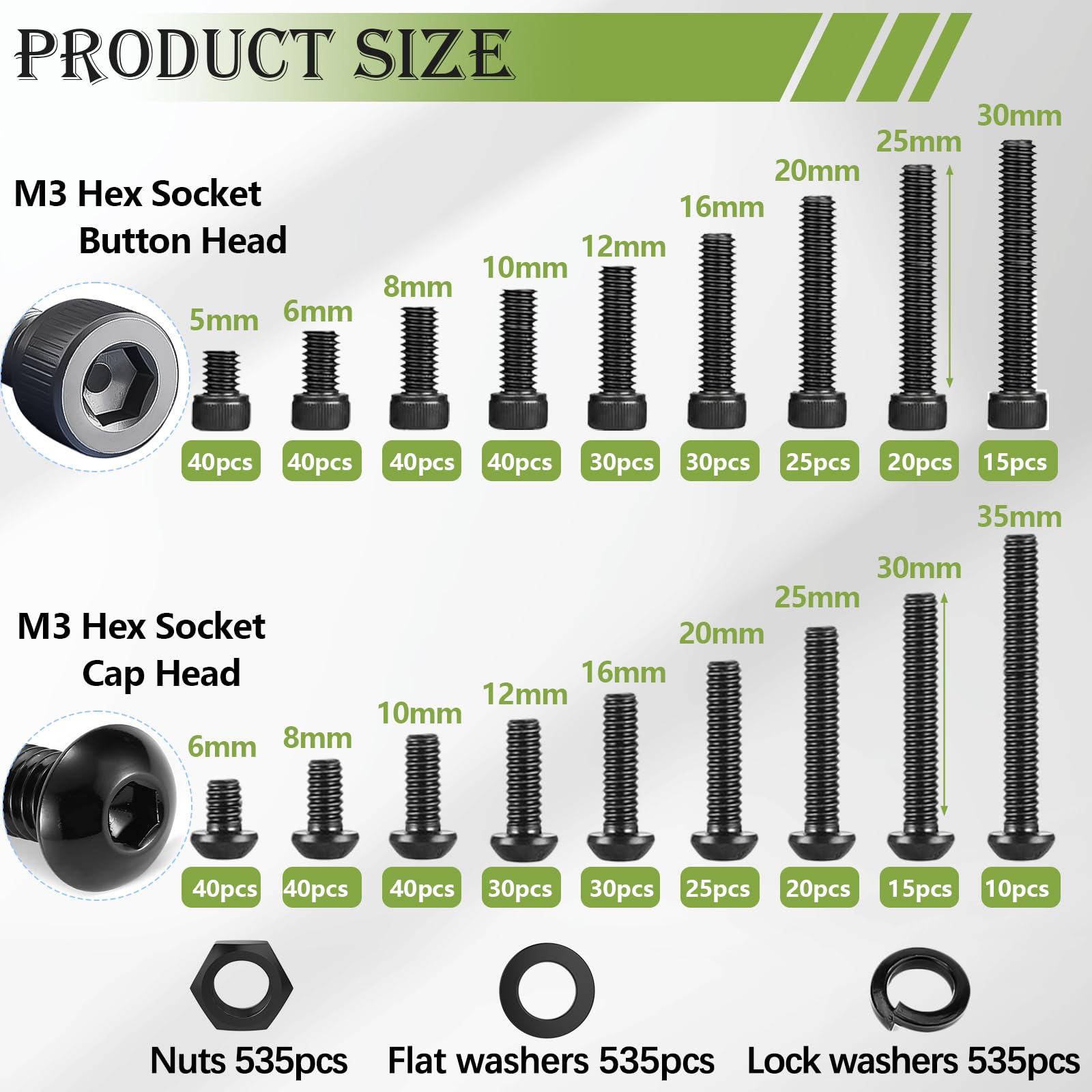 Snapklik.com : Mxuteuk 2135PCS M3 Screws kit,M3x4mm-35mm Metric Screws ...
