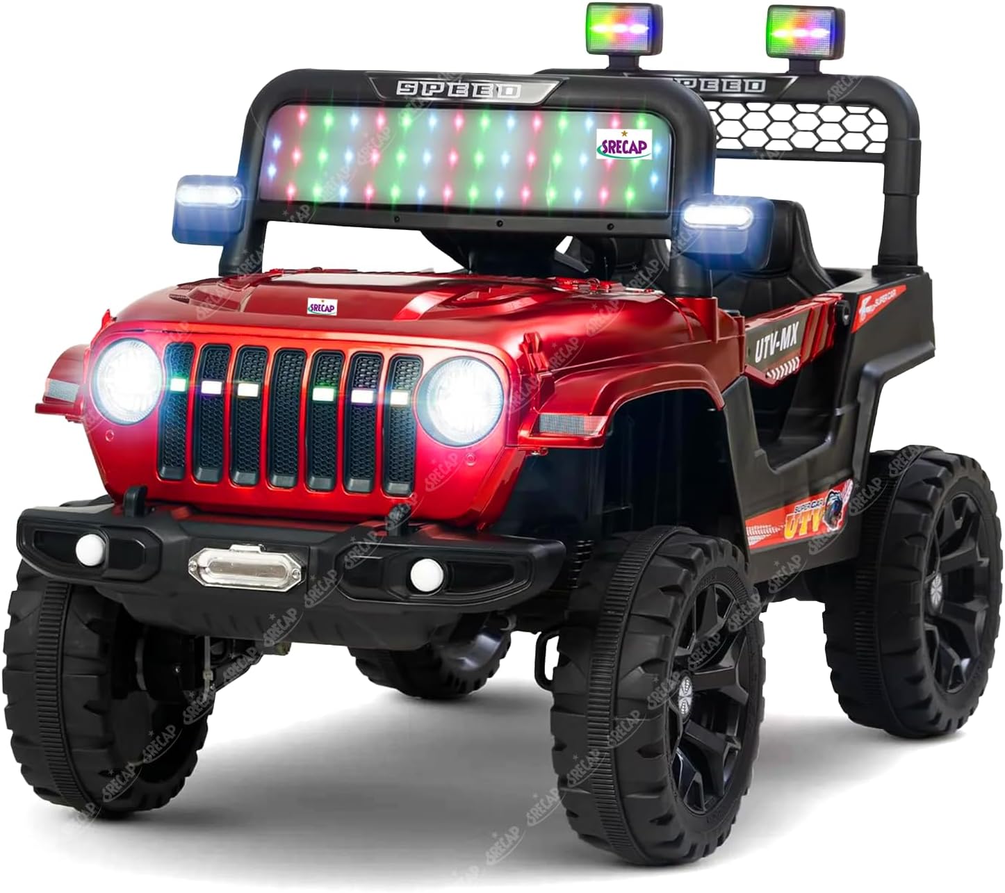 Buy SRECAP Electric Ride on Jeep for Kids with Music, Led Lights, Swing ...