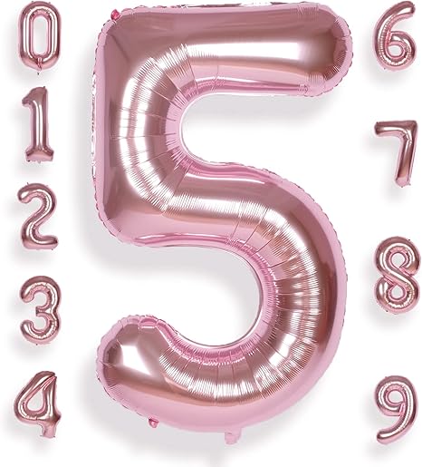 Amazon.com: AULE 40 Inch Big Rose Gold 5 Balloon Number Large Foil ...