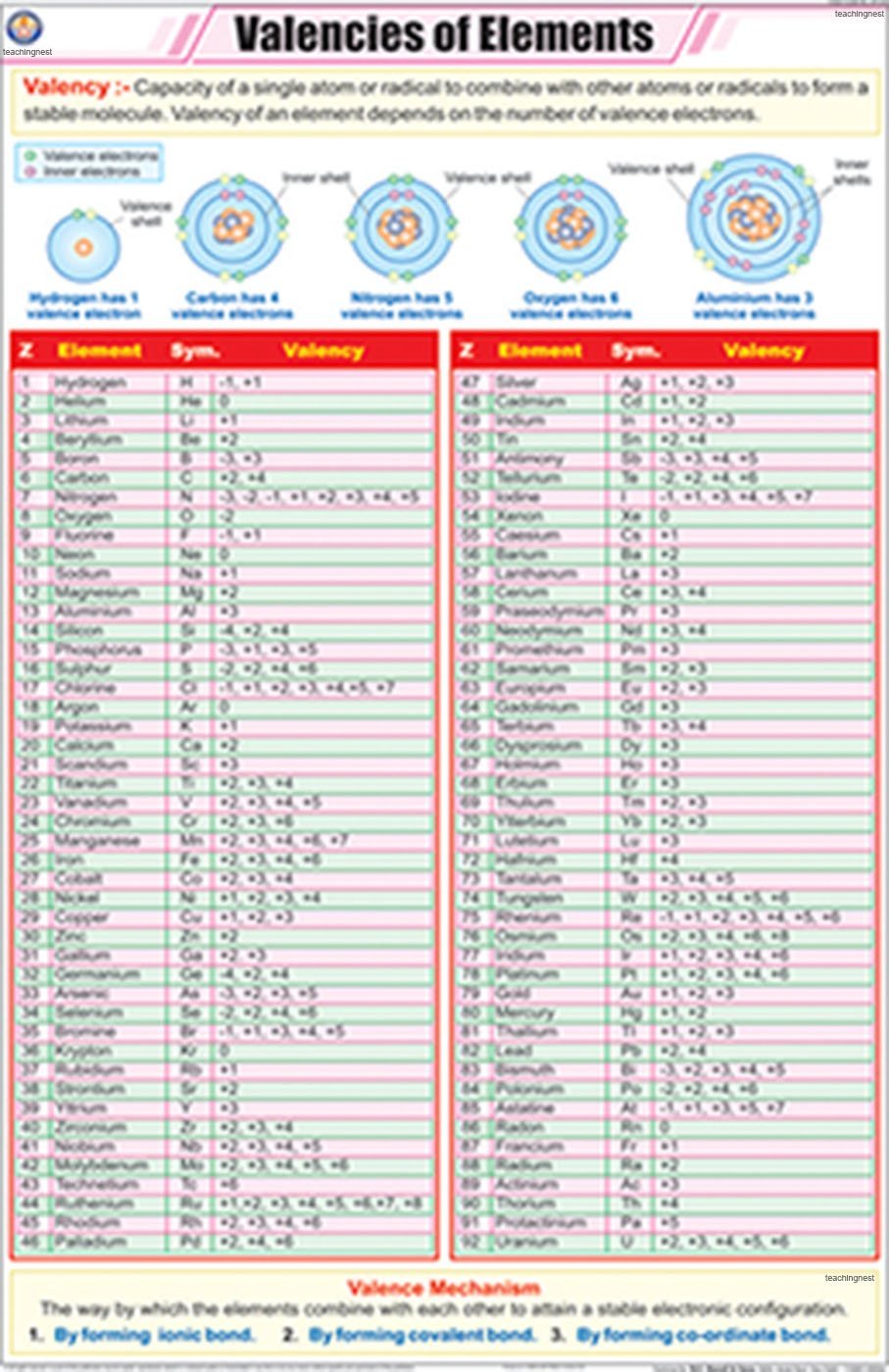 STC05 | TeachingNest Valencies of Elements Chart (58x90cm) | English ...