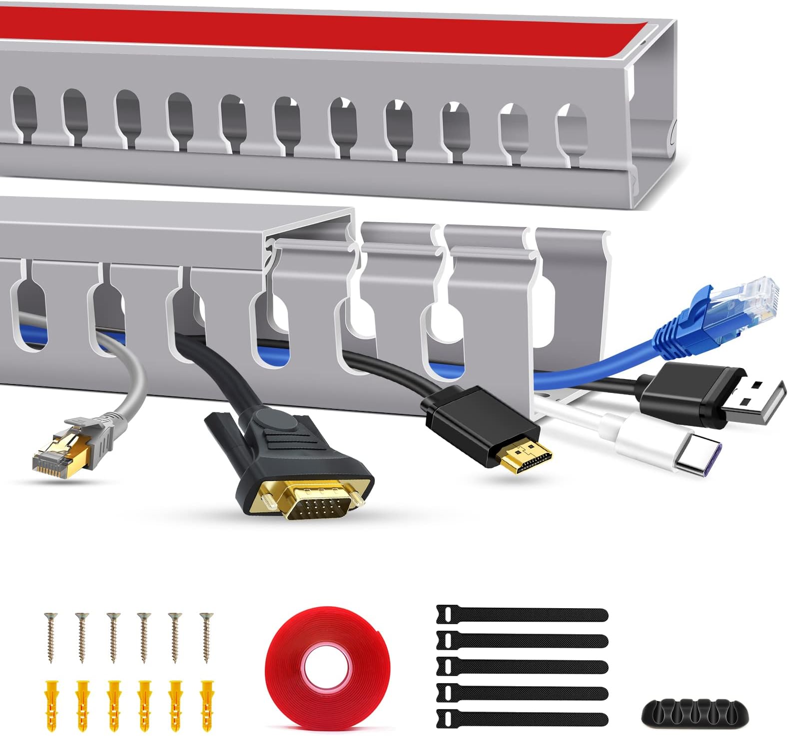 Cable Trunking Raceway Kit, Open Slot Wire Trunking for TV Cables ...