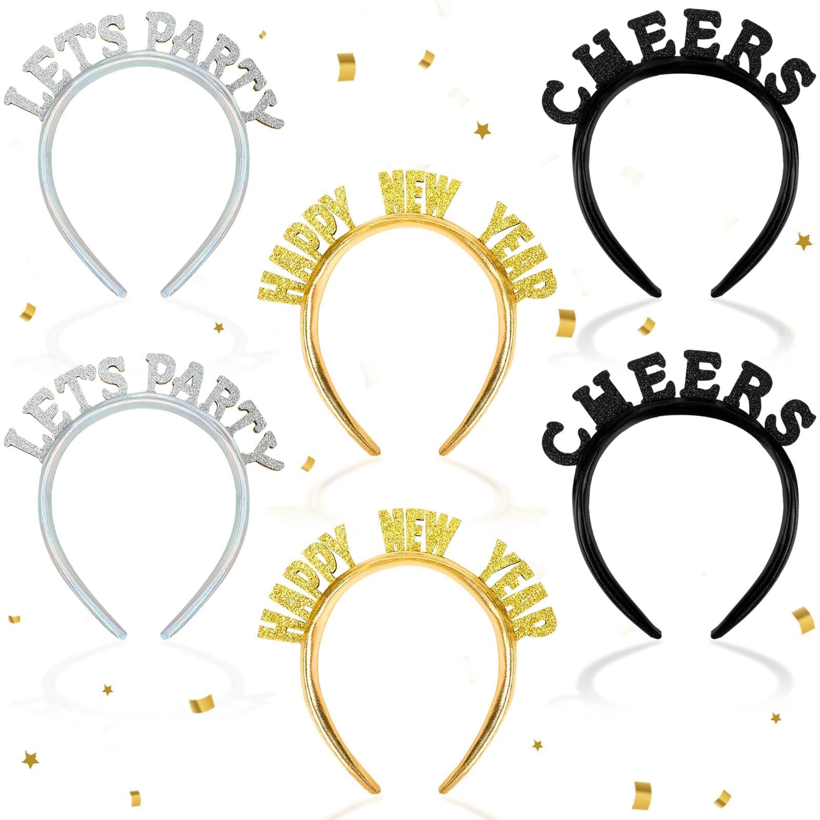 Amazon.com: Lonfliness 6Pcs 2025 Happy New Years Headband Lets Party ...