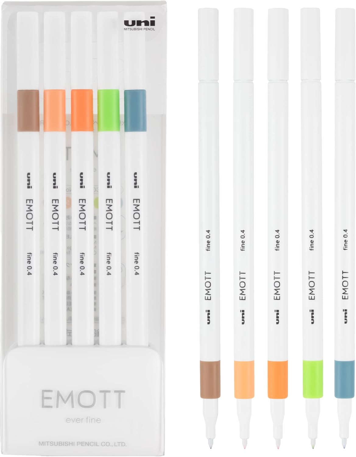 Amazon.com: uni-ball Emott Fineliner Pen Set #6, Nature Color, 5-Colors ...