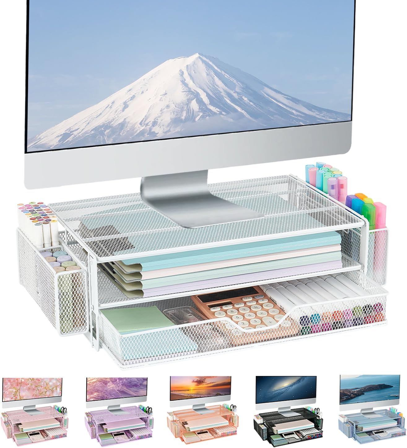 Amazon.com: gianotter 2-Tier Metal Monitor Stand Riser, Desk ...