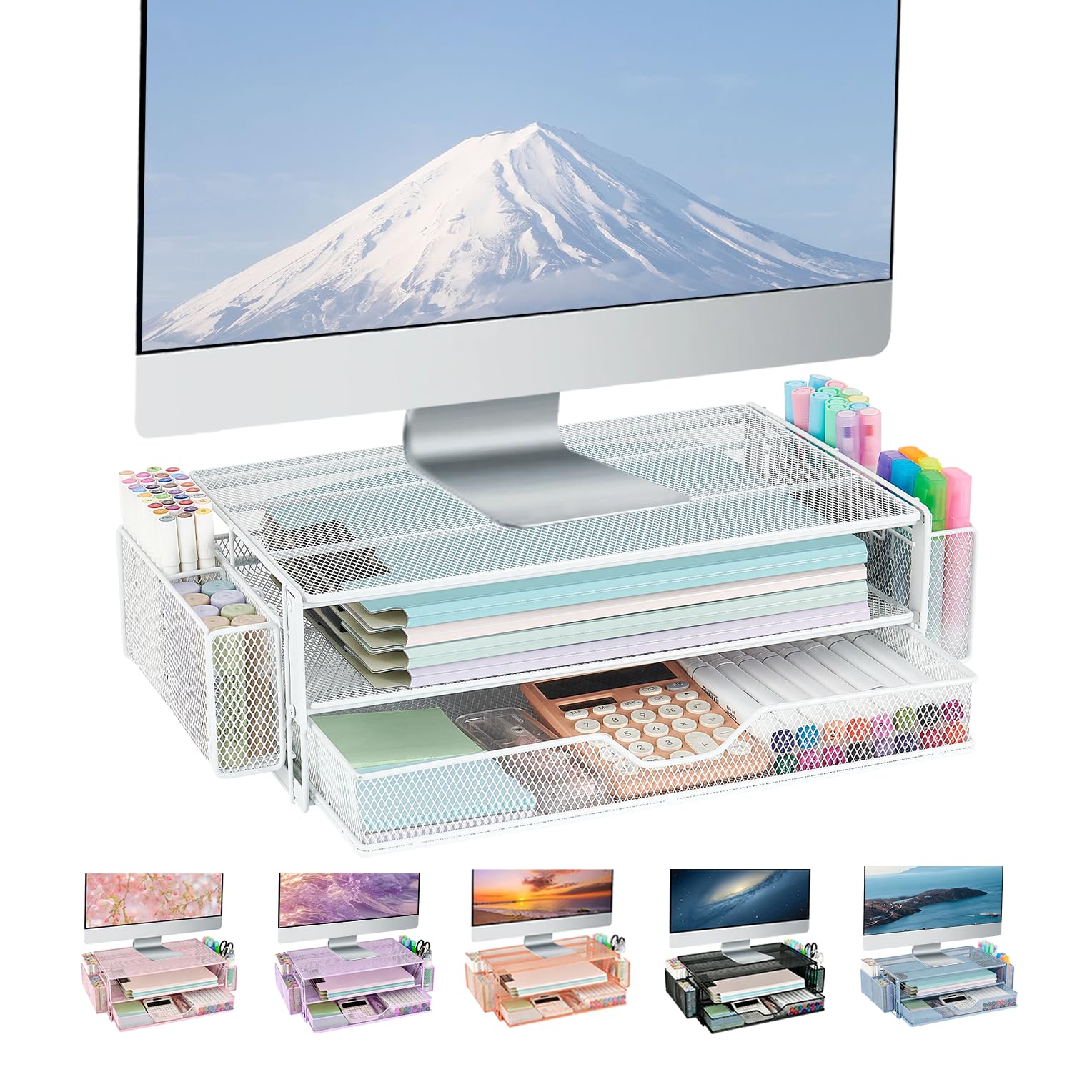 Amazon.com: AUPSEN Computer Monitor Stands with Drawers and 2 Pen ...
