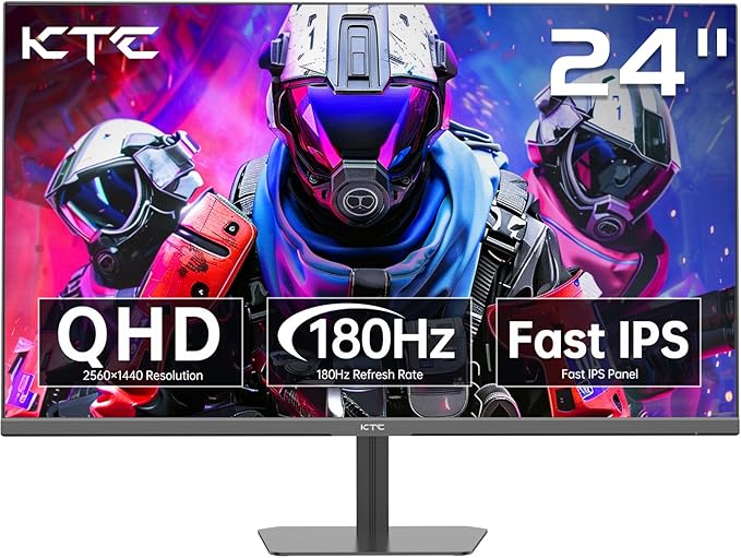 KTC Monitor Gaming 24 Pollici, 180Hz, 2K QHD 2560 x 1440p, FAST IPS ...